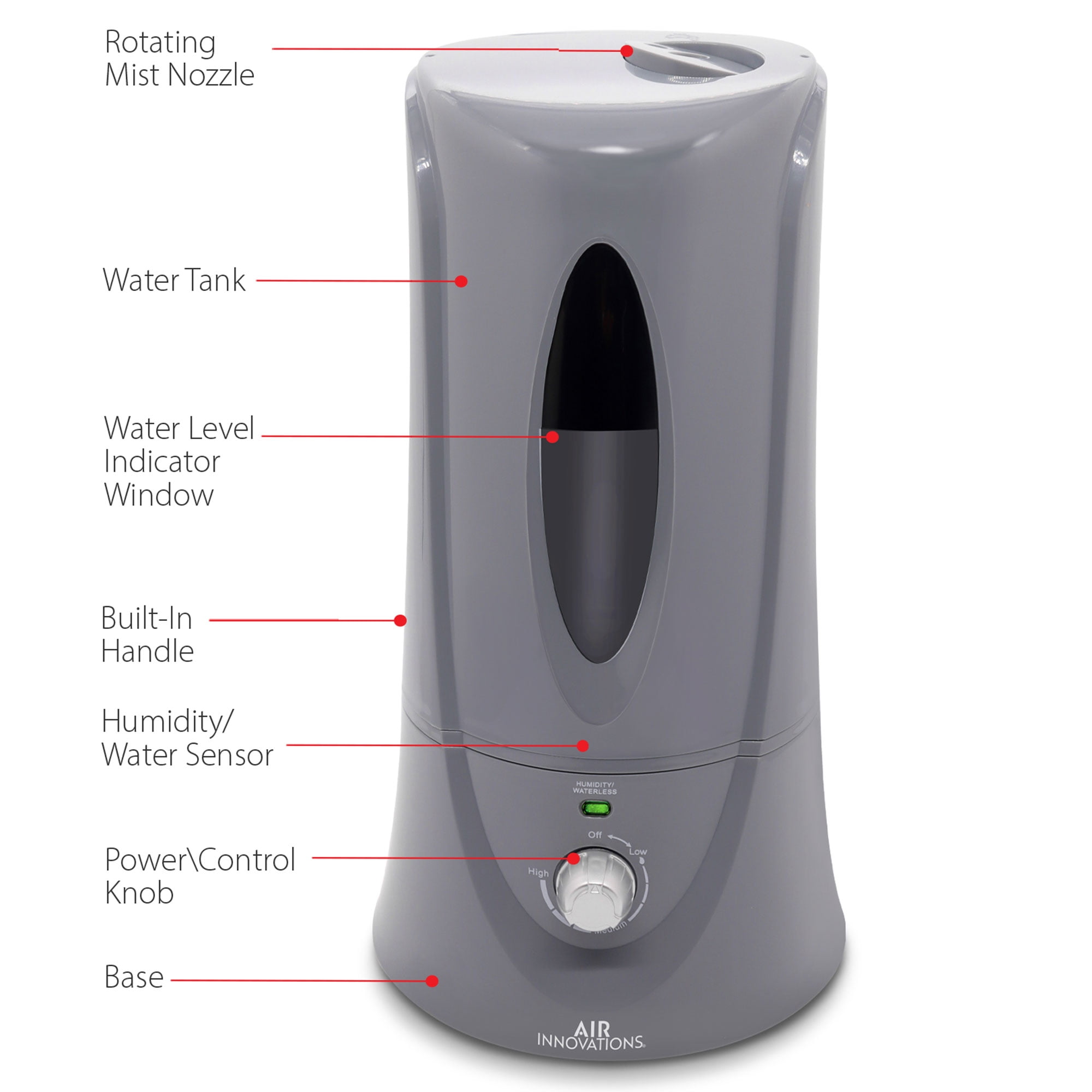 Air Innovations 1.1 Gallon Cool Mist Humidifier for Medium Rooms ...