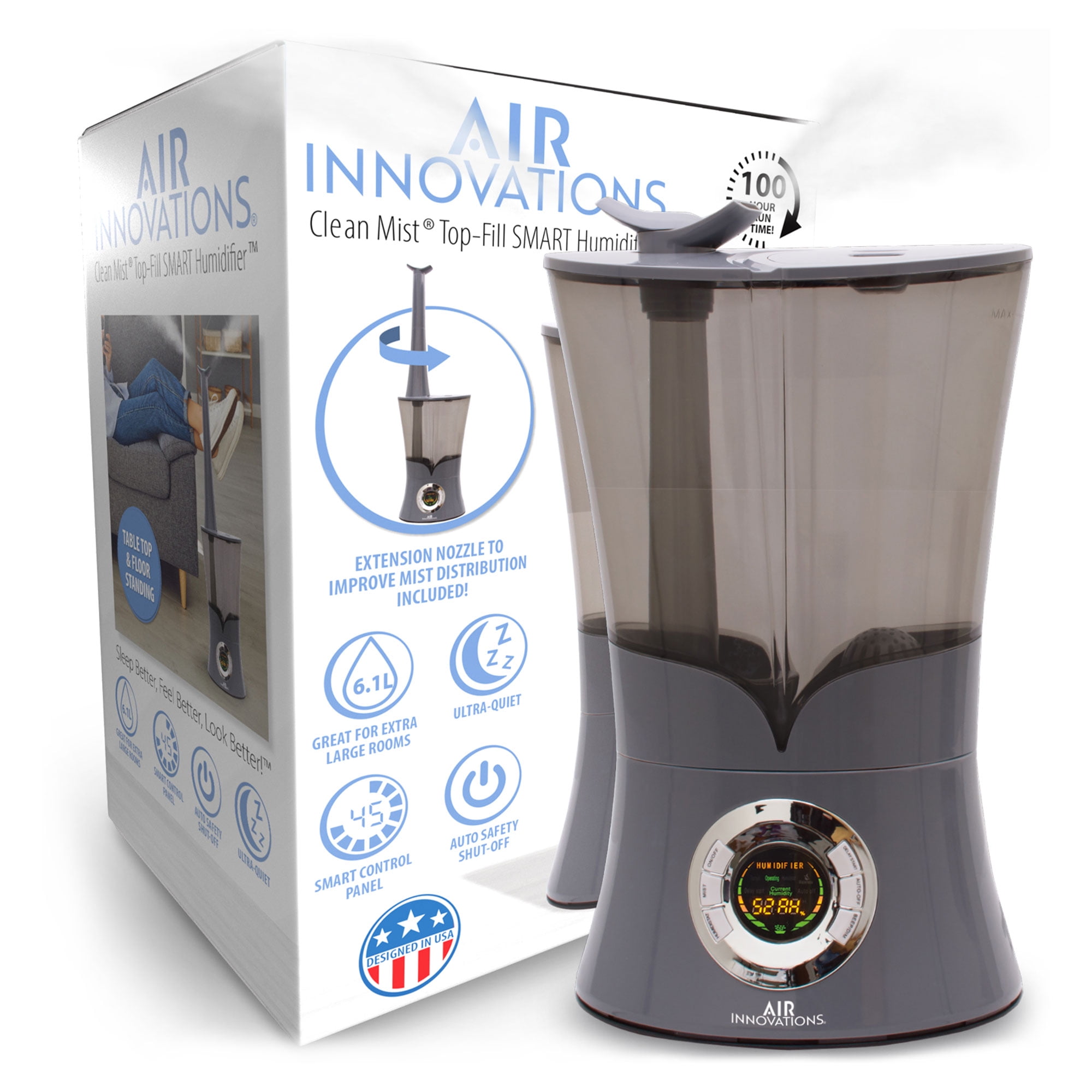 Air Innovations Ultrasonic Cool Mist Humidifier, Easy Clean, Large ...