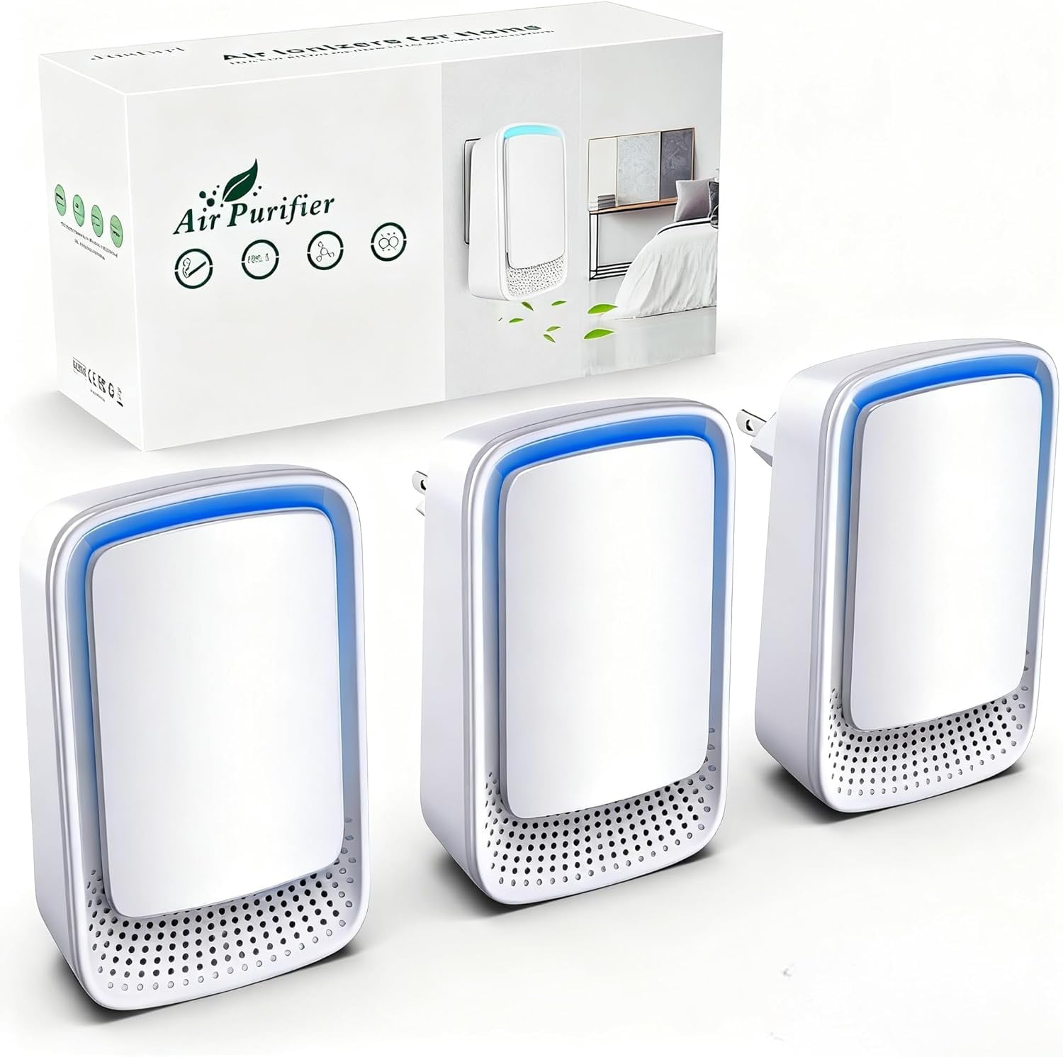 Air Ionizers for Home (3 Pack), Negative Ion Generator, Quiet Air ...