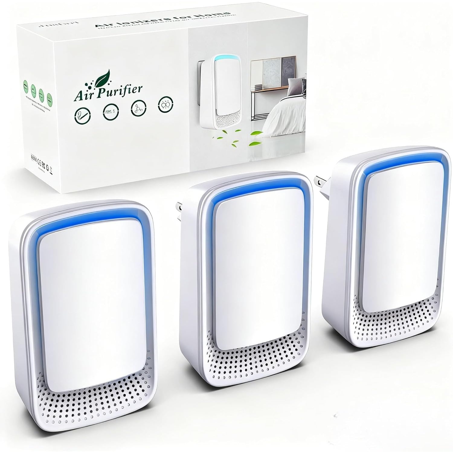 Air Ionizers for Home (3 Pack), Negative Ion Generator, Quiet Air ...