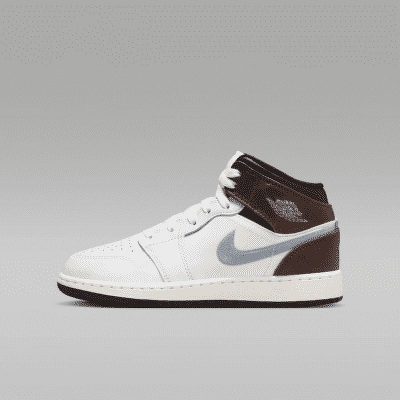 Air Jordan 1 Mid SE Big Kids' Shoes Color: White/Black/Sail/Blue Grey ...