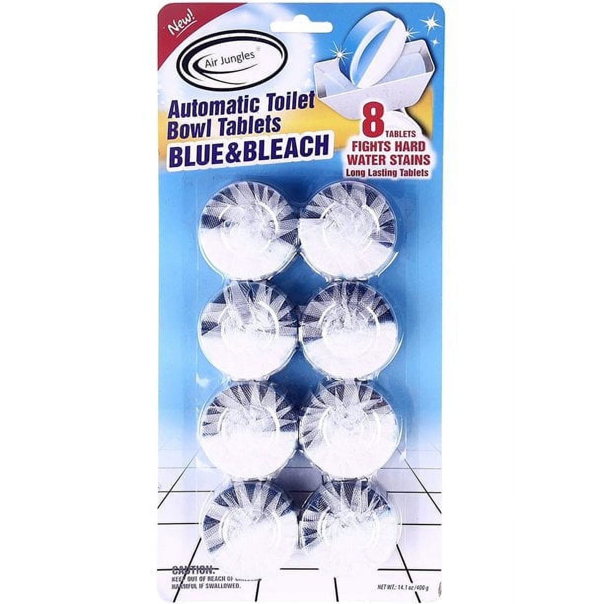 Air Jungles Auto Toilet Cleaner, 8 Pack Blue & Bleach Tablets, Long ...