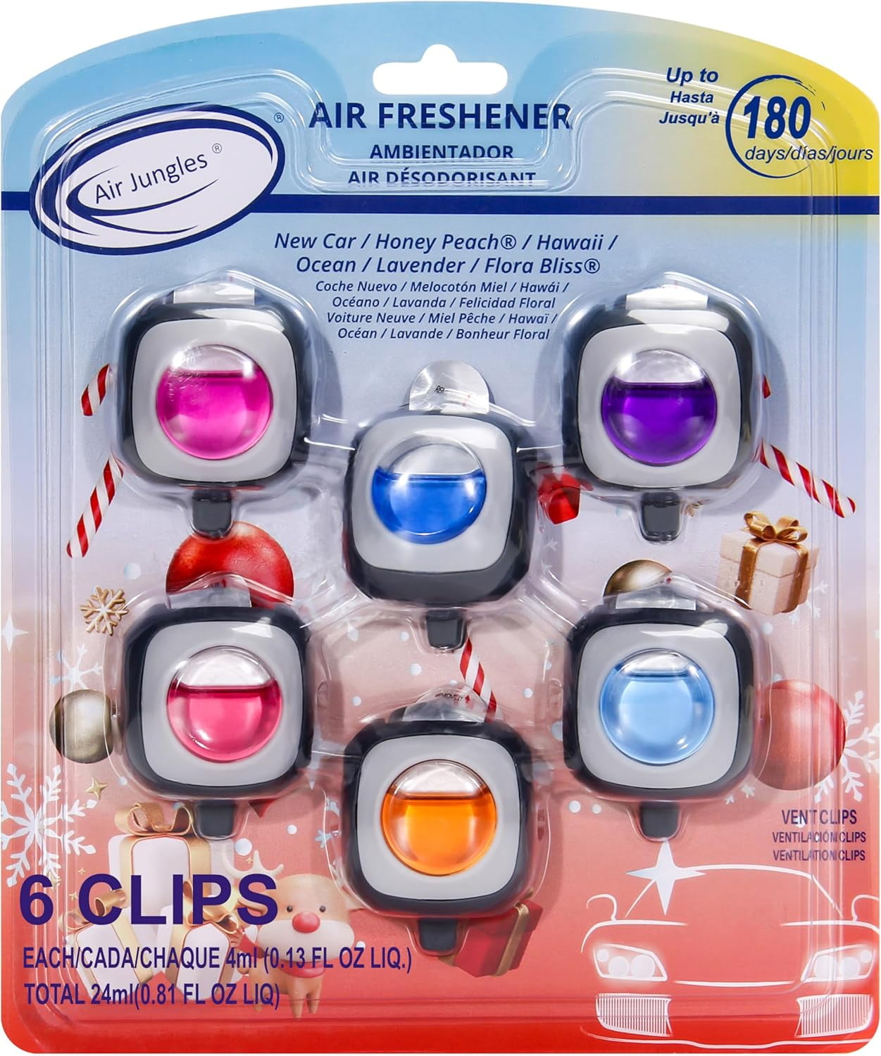 Air Jungles Car Air Freshener Clip, 6 Variety Vent Clips, 4ml Each ...