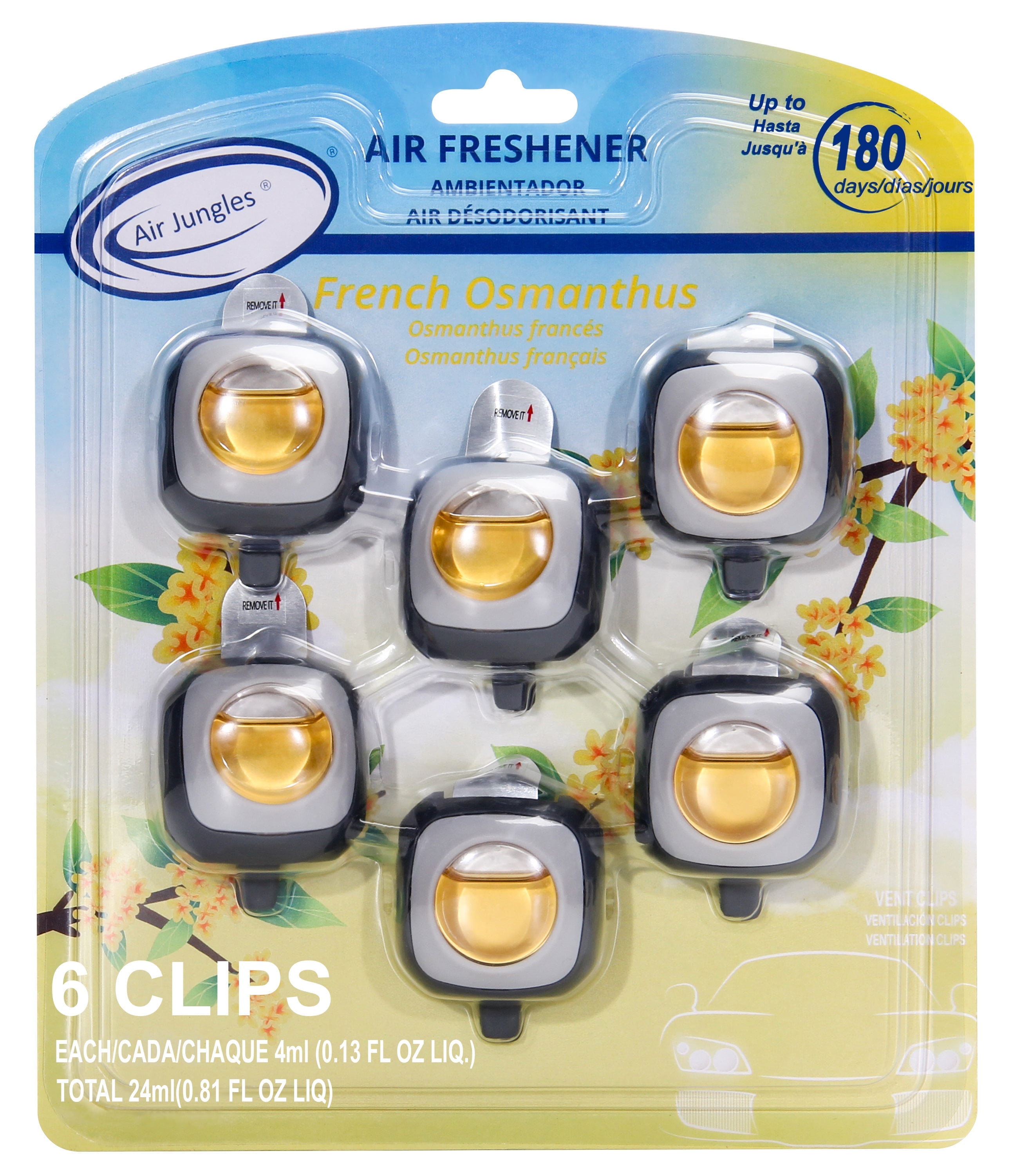 Air Jungles French Osmanthus Scent Car Air Freshener Clip, 6 Pack Car ...