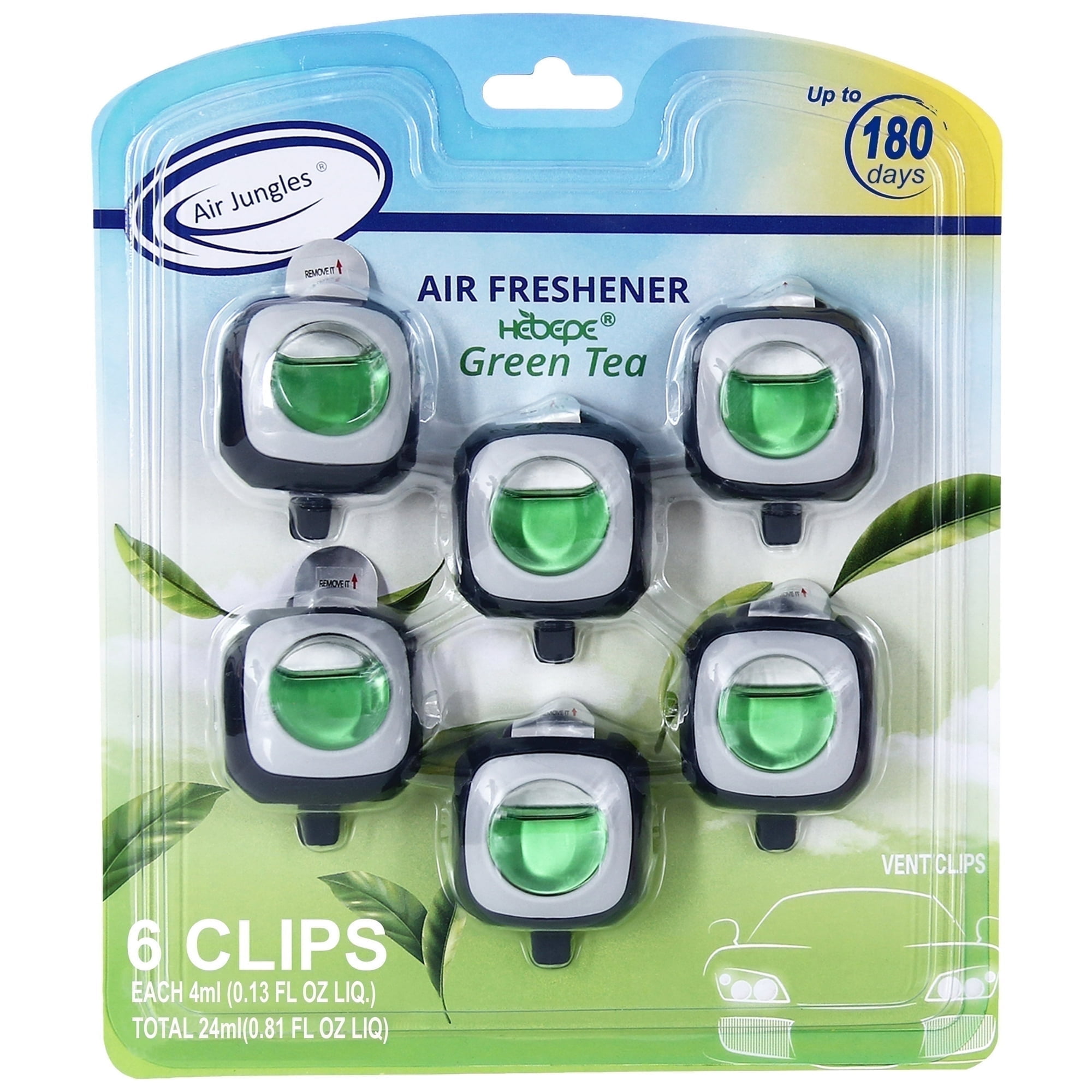 Air Jungles, Car Air Freshener Clip, Green Tea, 6 Pack 4ml Each ...