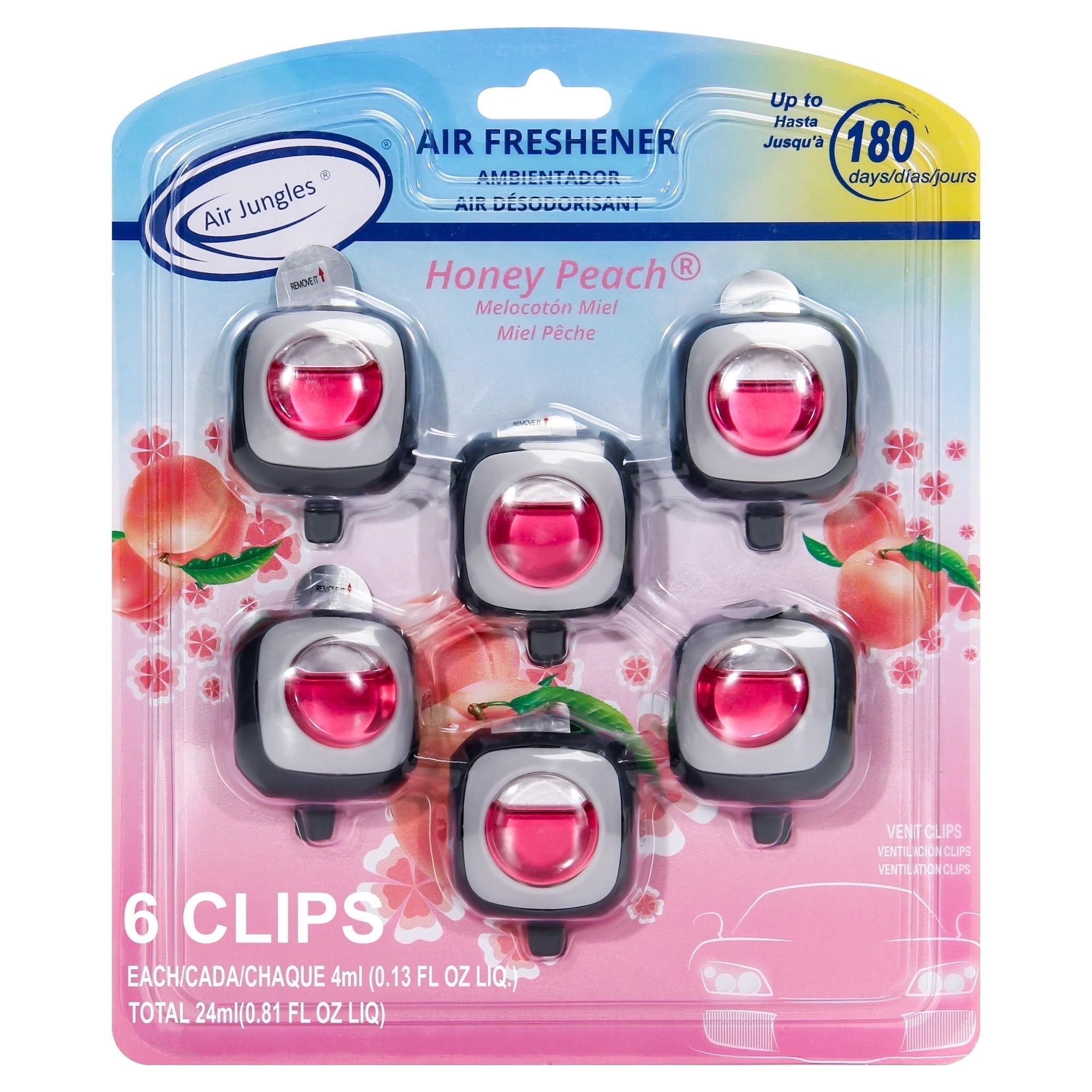Air Jungles Car Air Freshener Clip Honey Peach Scent 6 Ct, Long Lasting ...