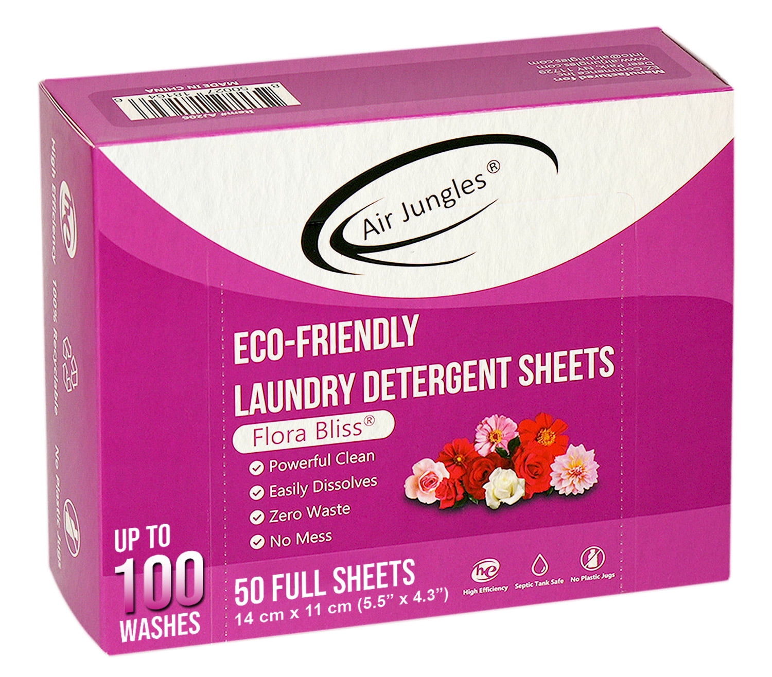 Air Jungles Laundry Detergent Sheets 50 Sheets, Flora Bliss Scent, Up ...