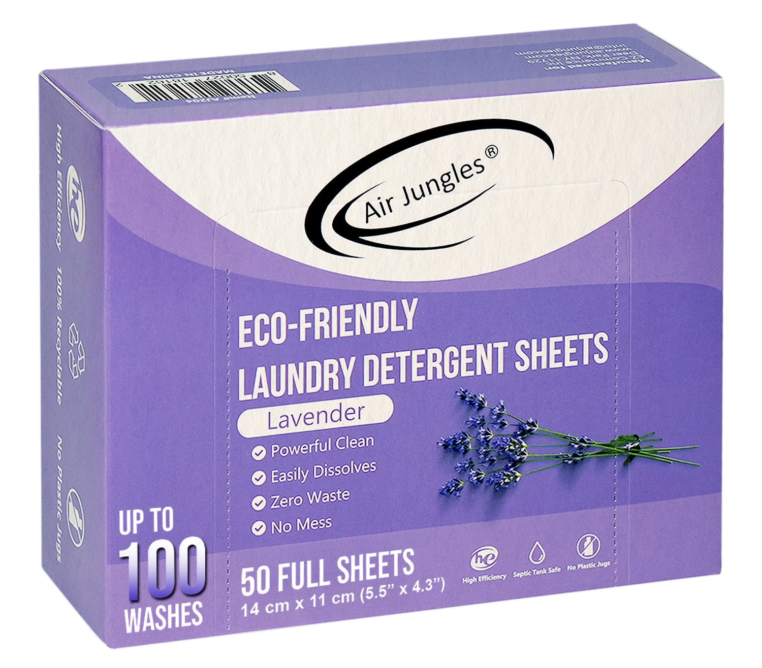 Air Jungles Laundry Detergent Sheets 50 Sheets, Lavender Scent, Up to ...