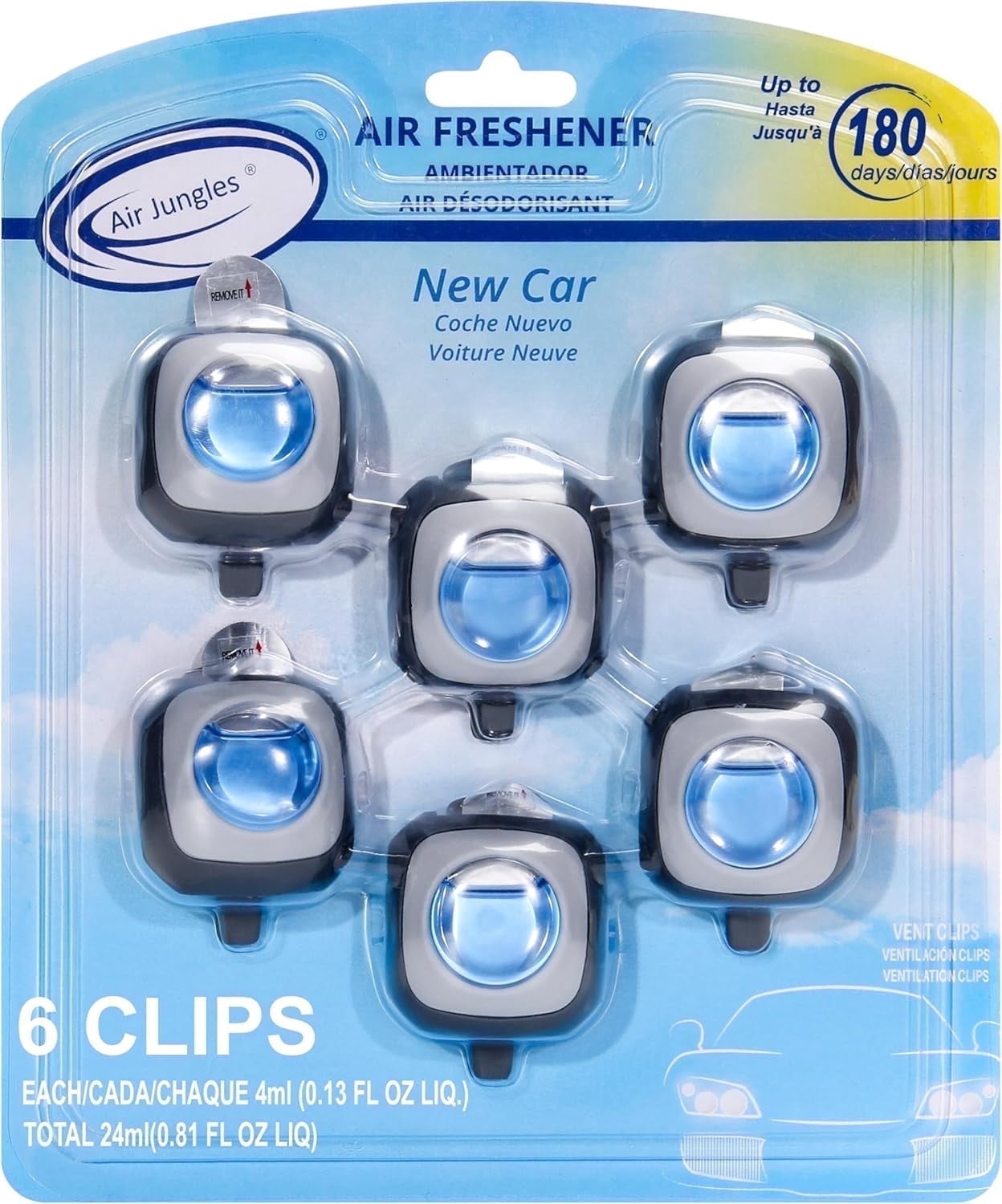 Air Jungles Car Air Freshener Vent Clips, New Car Scent, Long Lasting ...