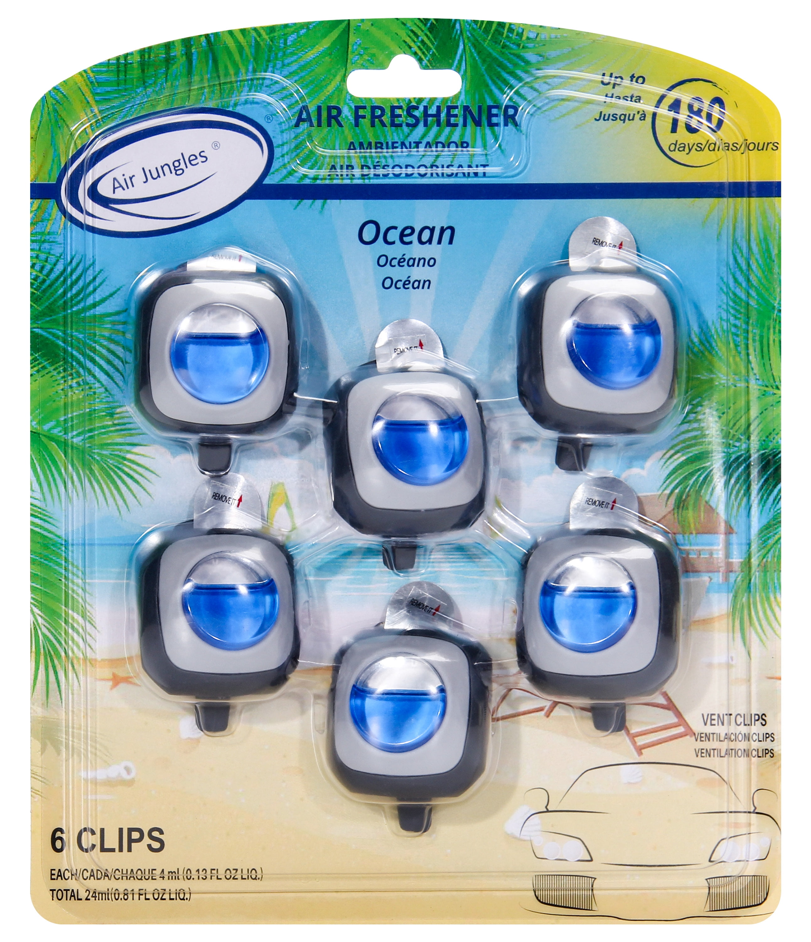 Air Jungles Ocean Scent Automotive Fragrance, 6 Vent Clips Air ...
