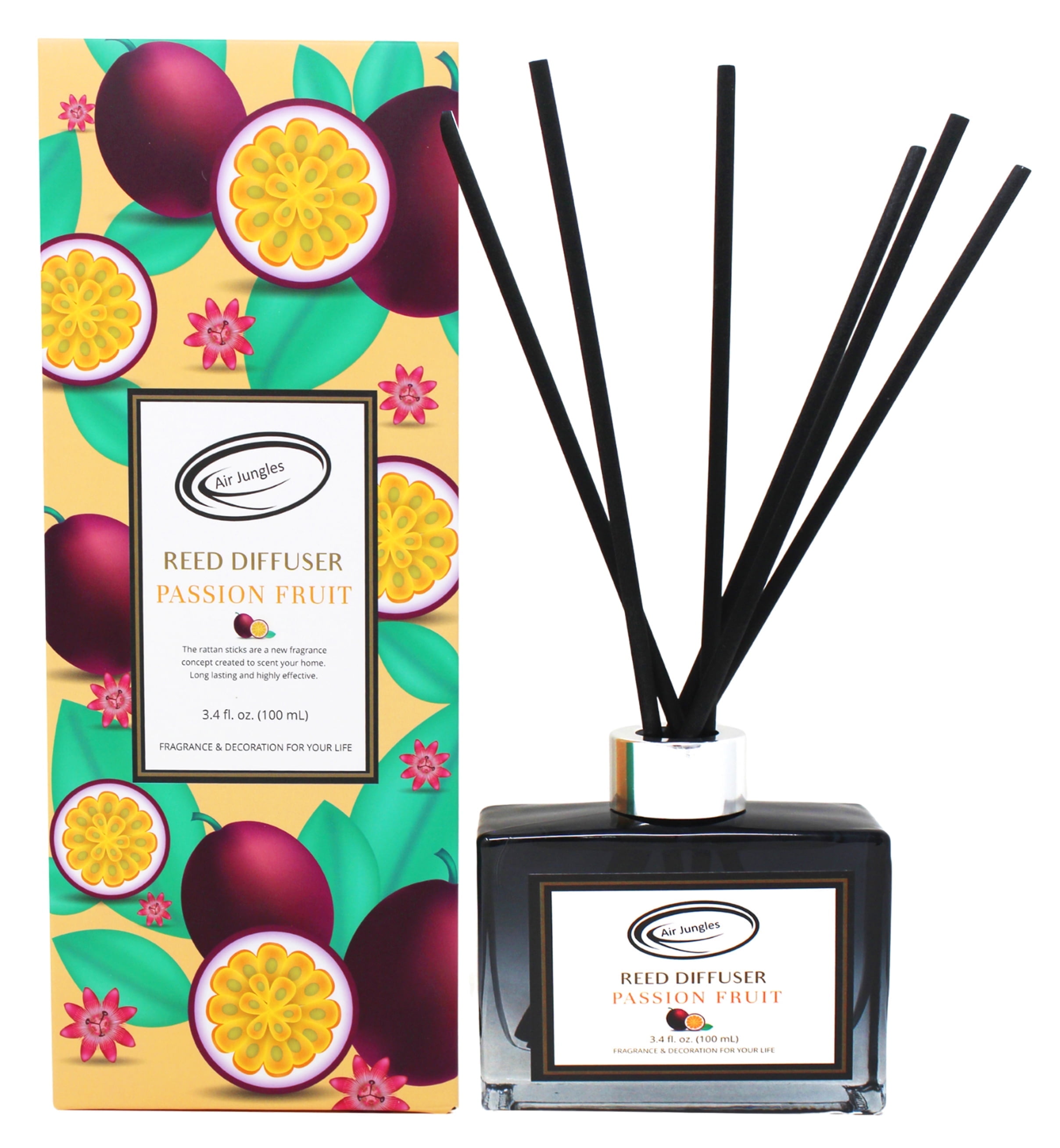 Air Jungles Passion Fruit Reed Diffuser Set with Sticks, Essential Oil ...