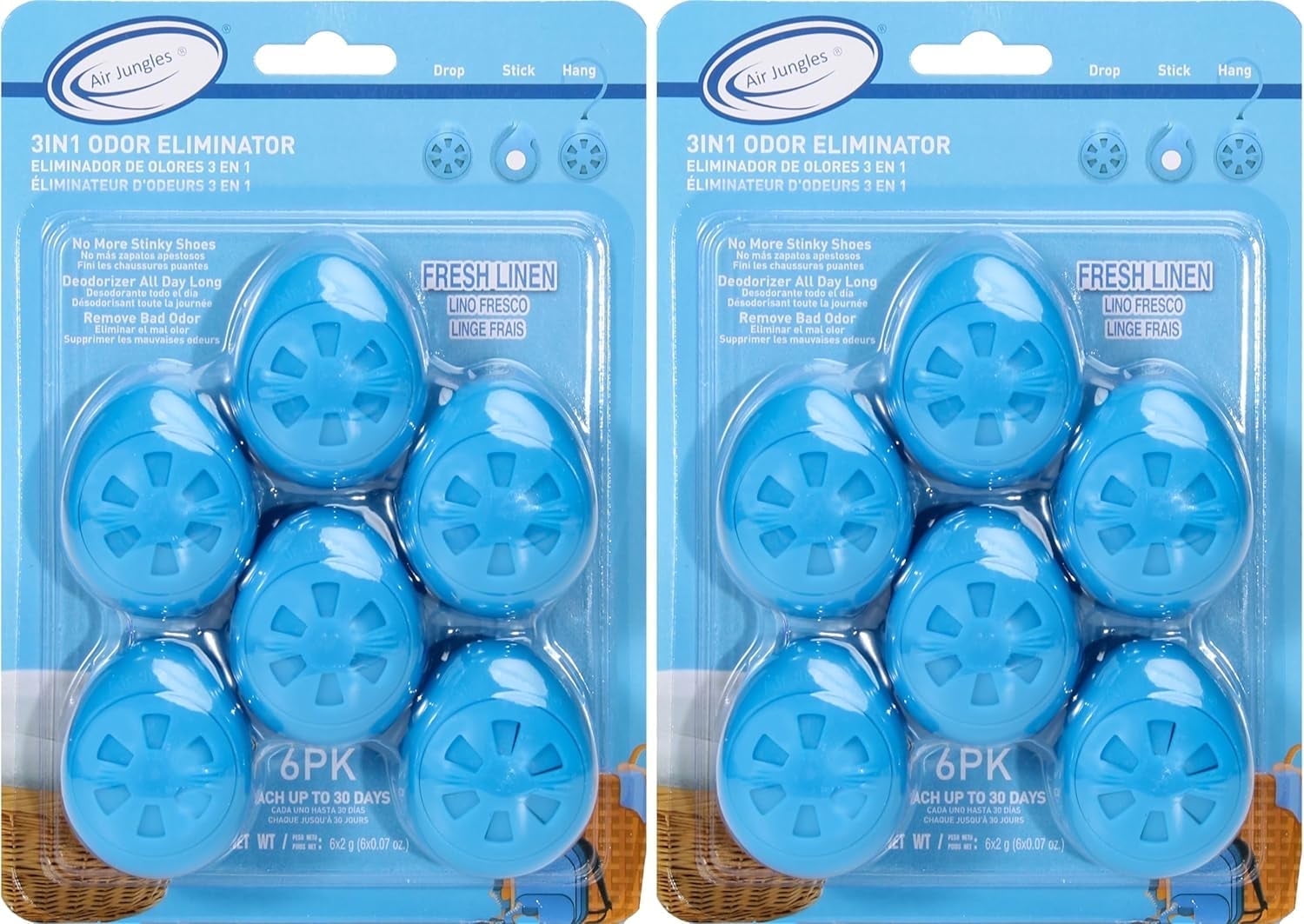 Air Jungles Shoes Deodorizer Ball 12 Count, Fresh Linen Scent, Odor ...