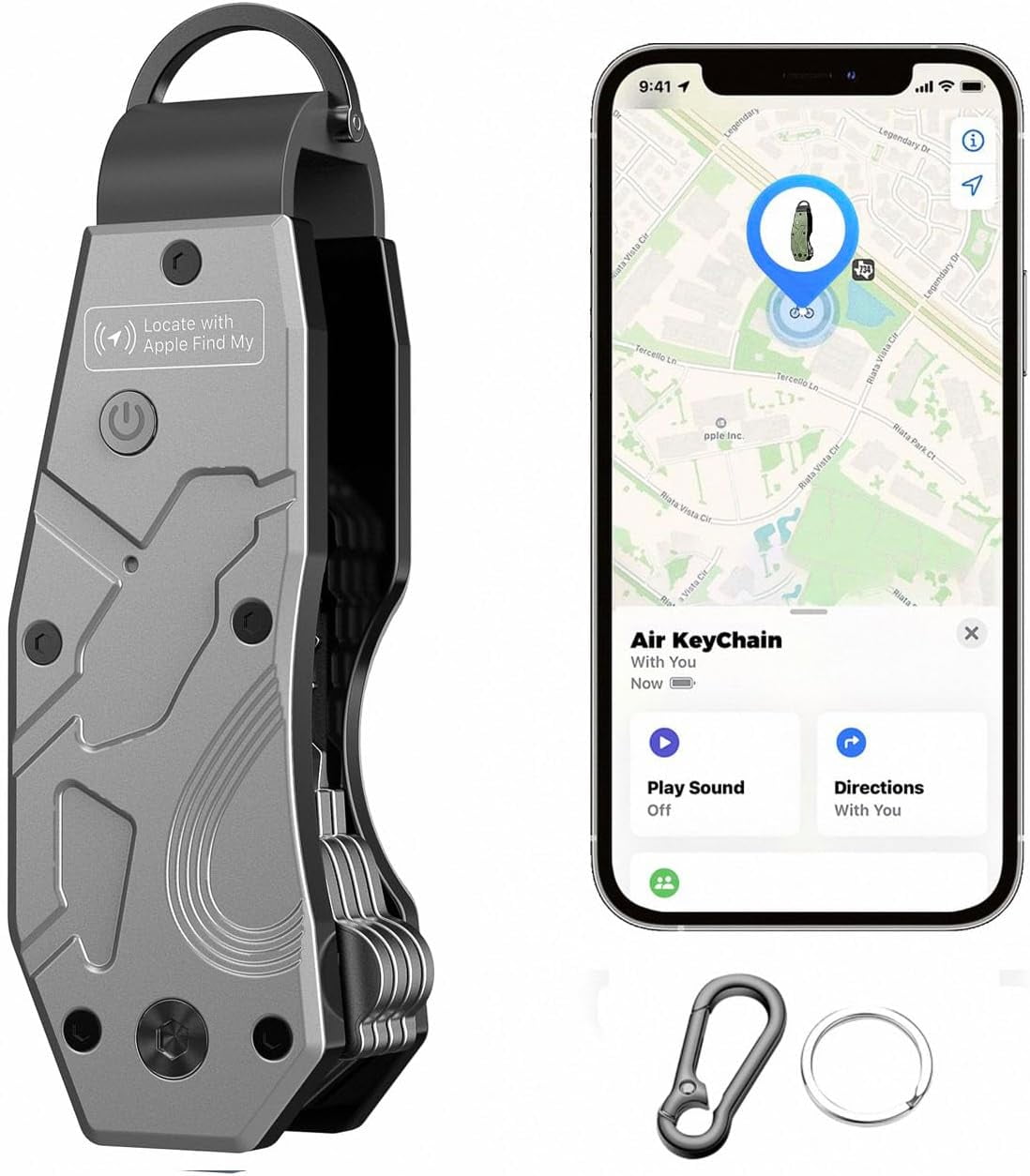 Air Keychain, Key Organizer Works with Apple Find My, Built-in airtag ...