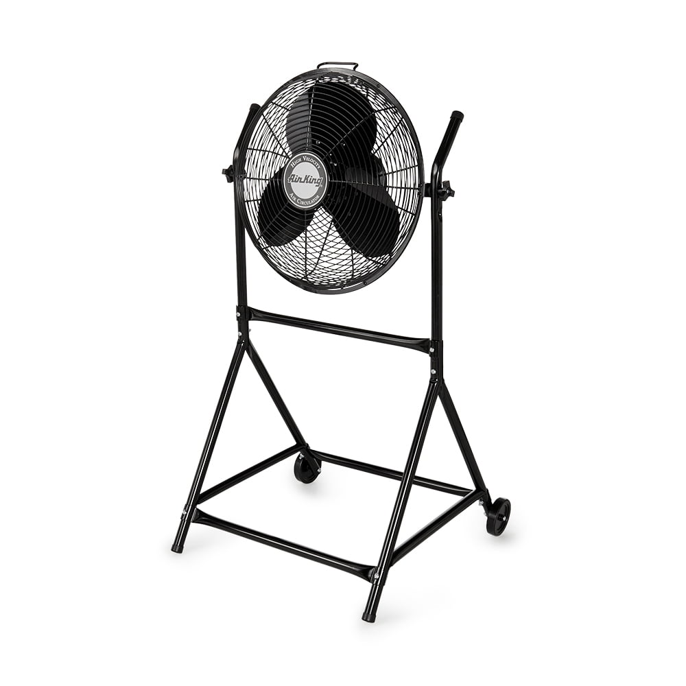 Air King 18" 1/6 HP 3-Speed Adjustable Height Floor Fan with Roll-About ...