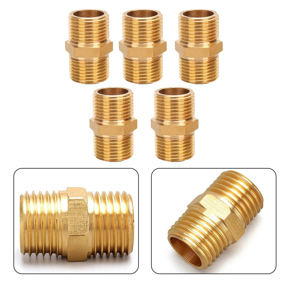 Air Line Hose Compressor Connector 1/4Inch Male To Male Brass Pipe ...