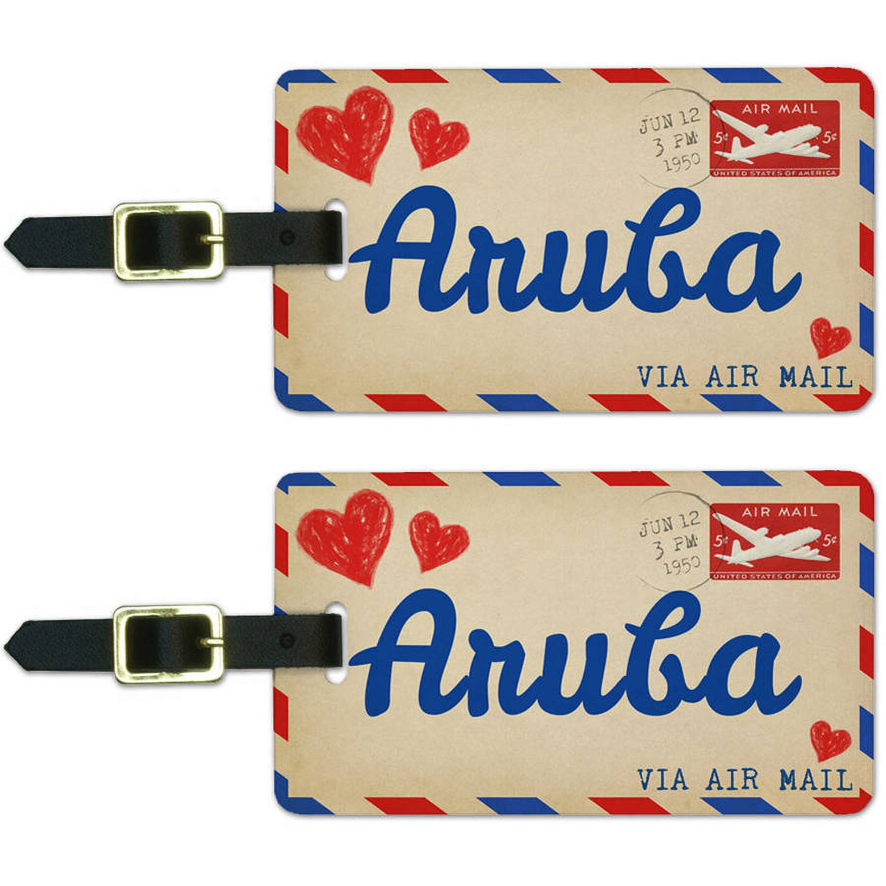 Air Mail Postcard Love for Aruba Luggage Suitcase Carry-On ID Tags, Set ...