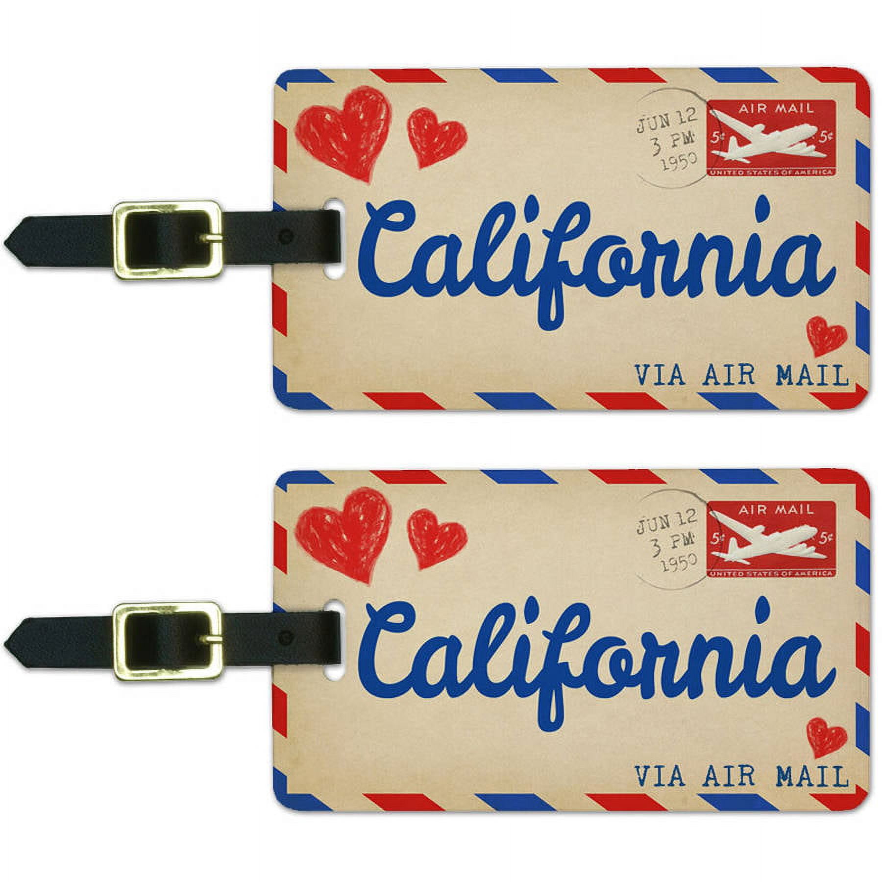 Air Mail Postcard Love for California Luggage Suitcase Carry-On ID Tags ...