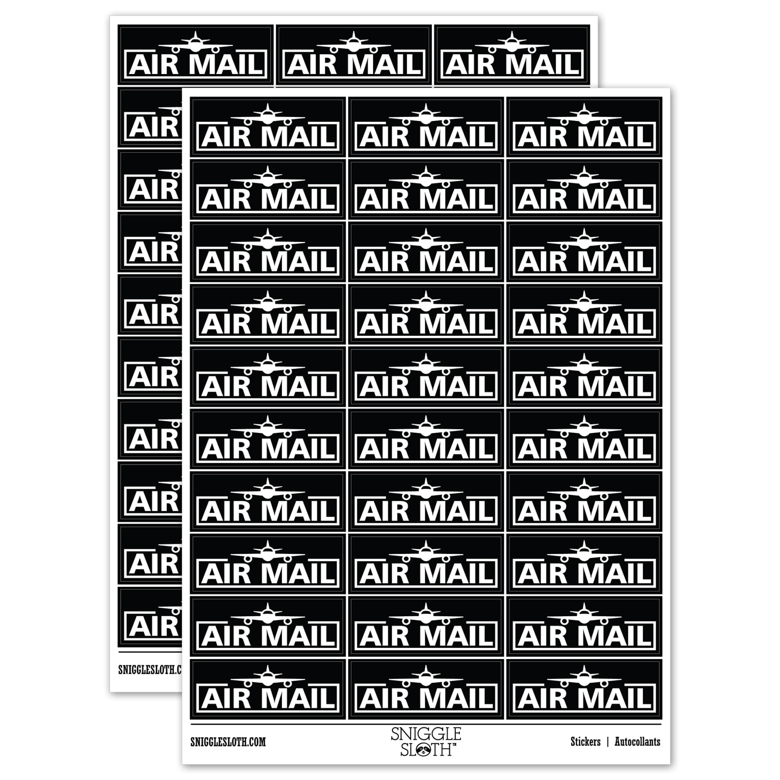 Air Mail with Airplane Sticker Set - Black - Gloss Finish - 1.75 ...