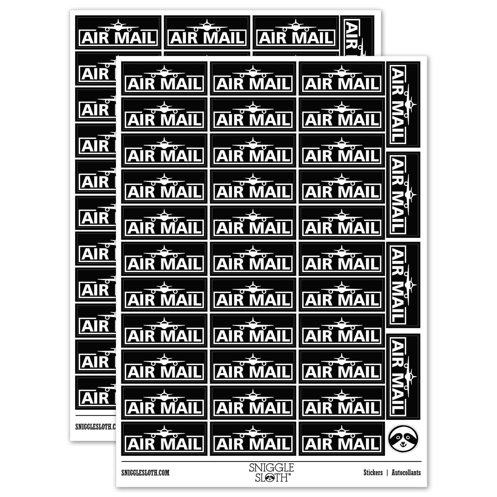 Air Mail with Airplane Sticker Set - Black - Matte Finish - 1.5" Small ...