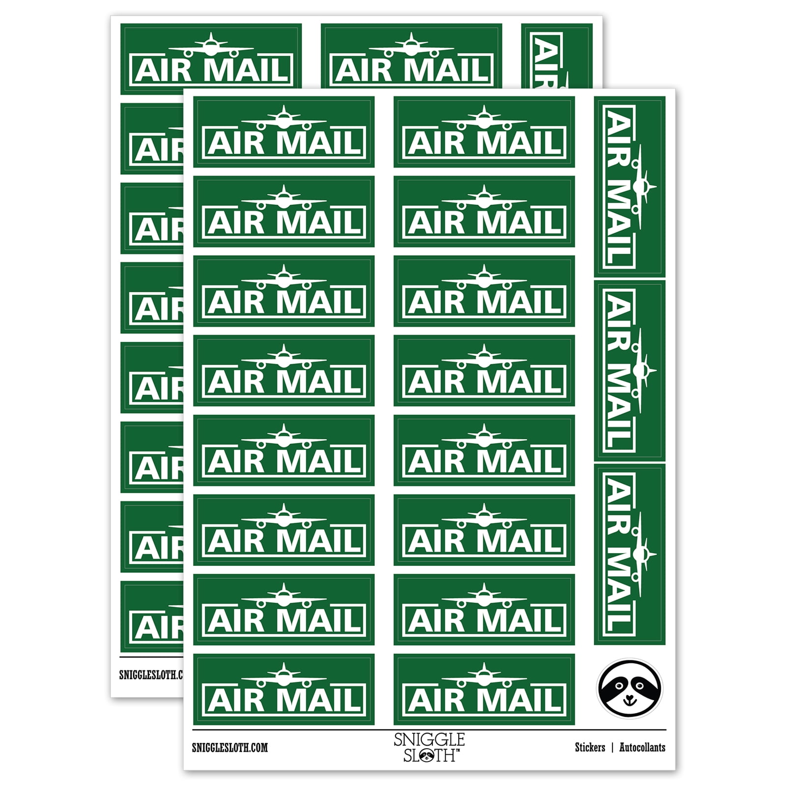 Air Mail with Airplane Sticker Set - Dark Green - Gloss Finish - 2.00 ...