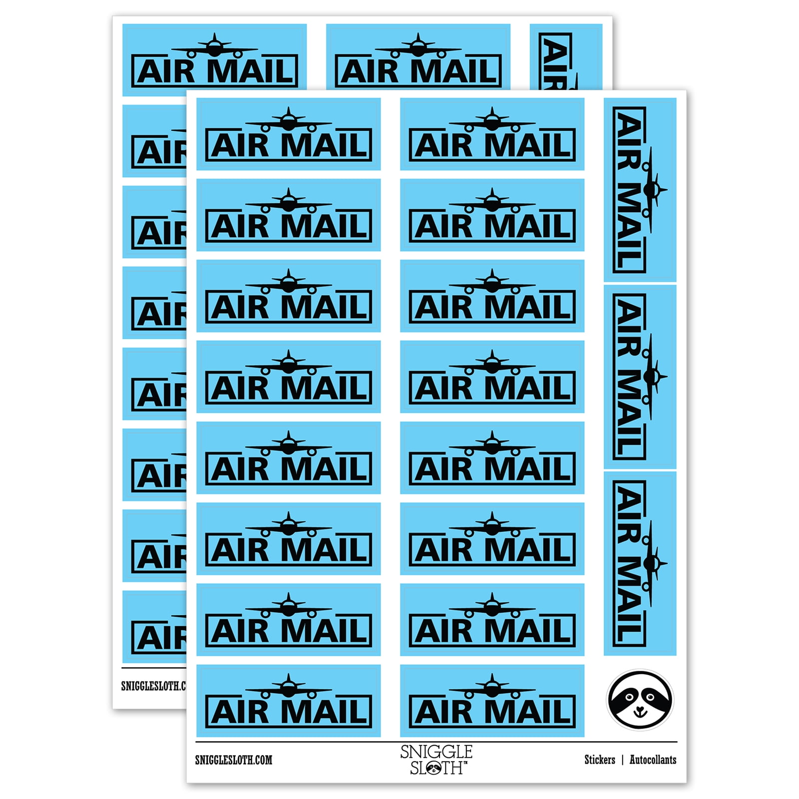 Air Mail with Airplane Sticker Set - Light Blue - Matte Finish - 2.00 ...