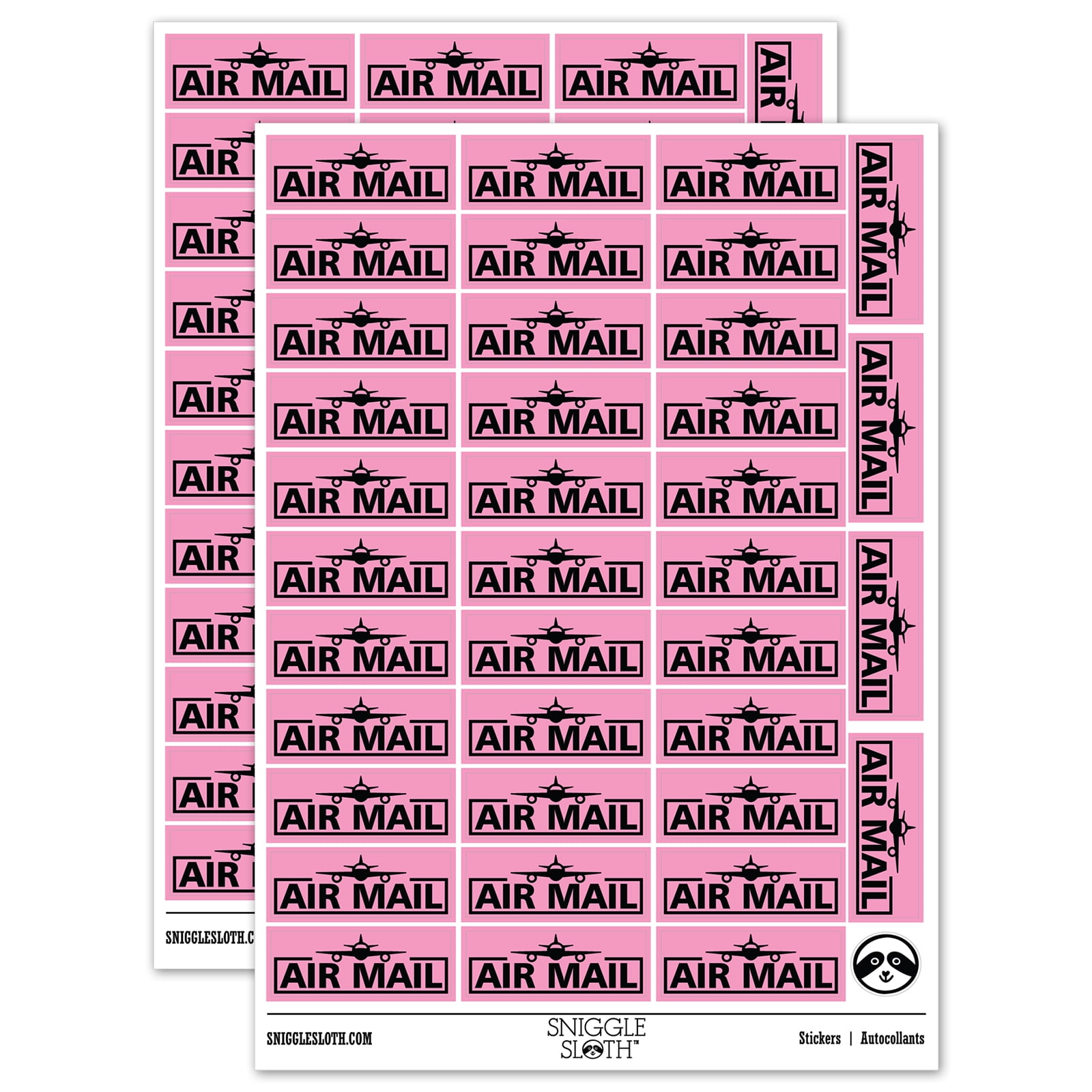 Air Mail with Airplane Sticker Set - Light Pink - Gloss Finish - 1.5 ...