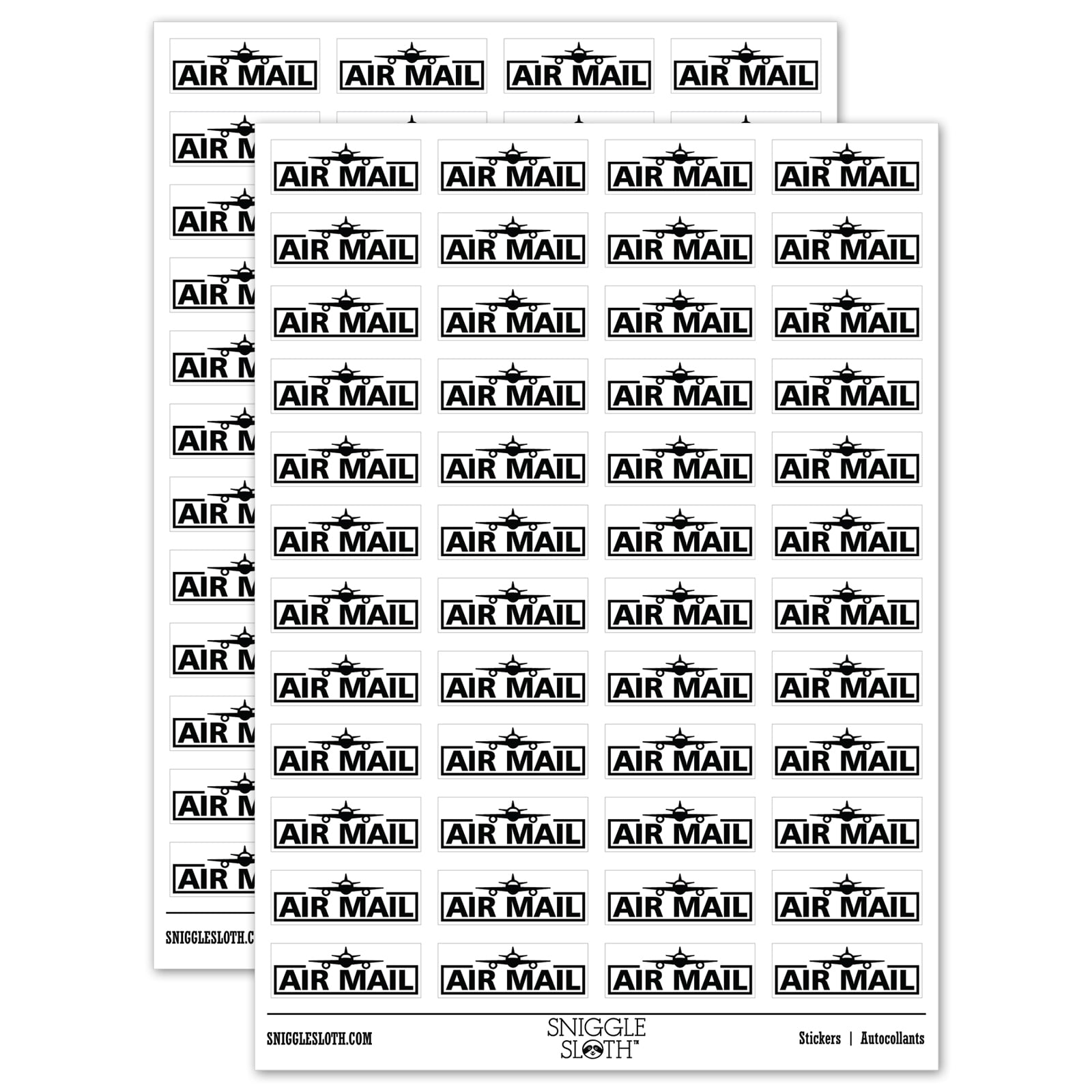 Air Mail with Airplane Sticker Set - White - Gloss Finish - 1.25" Mini ...
