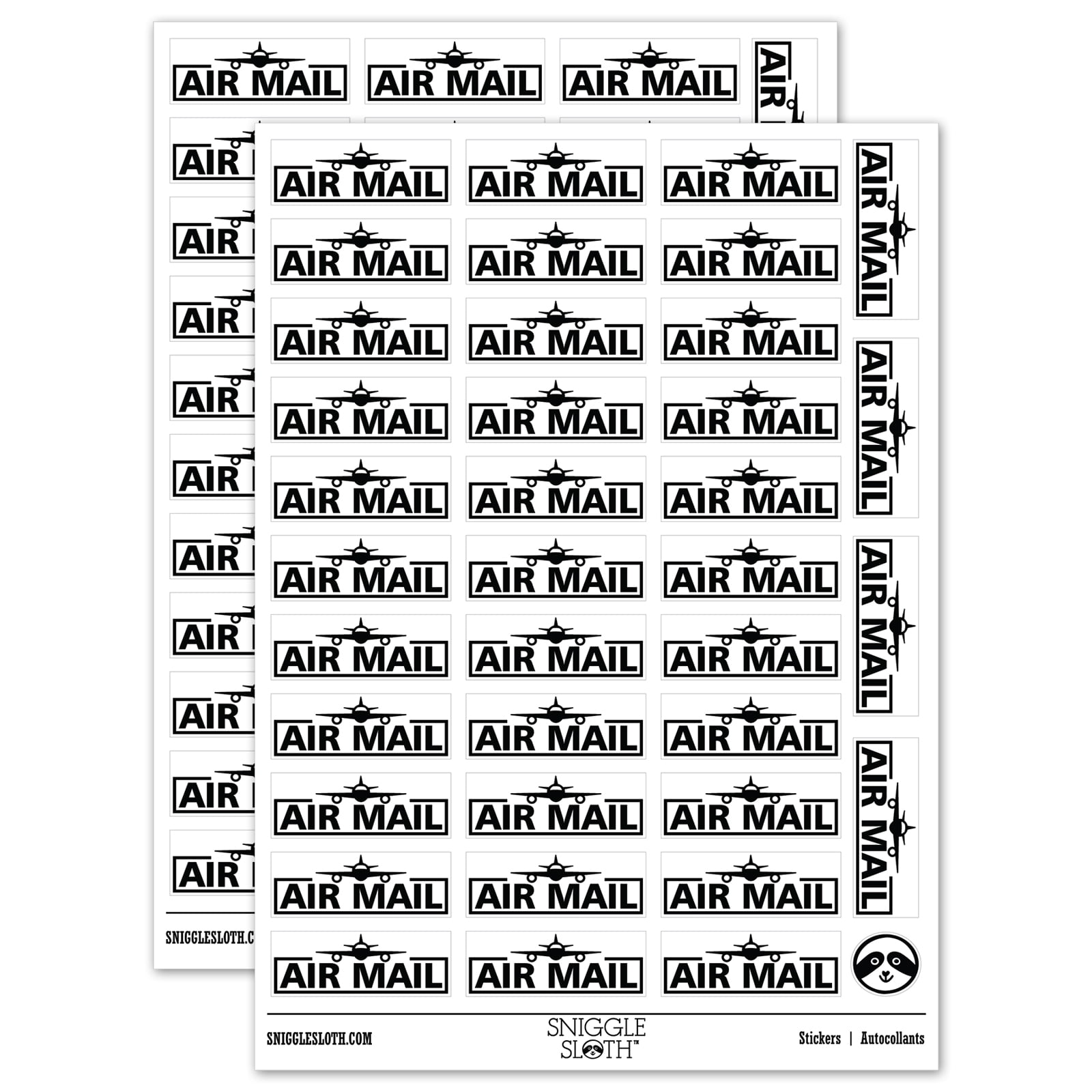 Air Mail with Airplane Sticker Set - White - Matte Finish - 1.5" Small ...