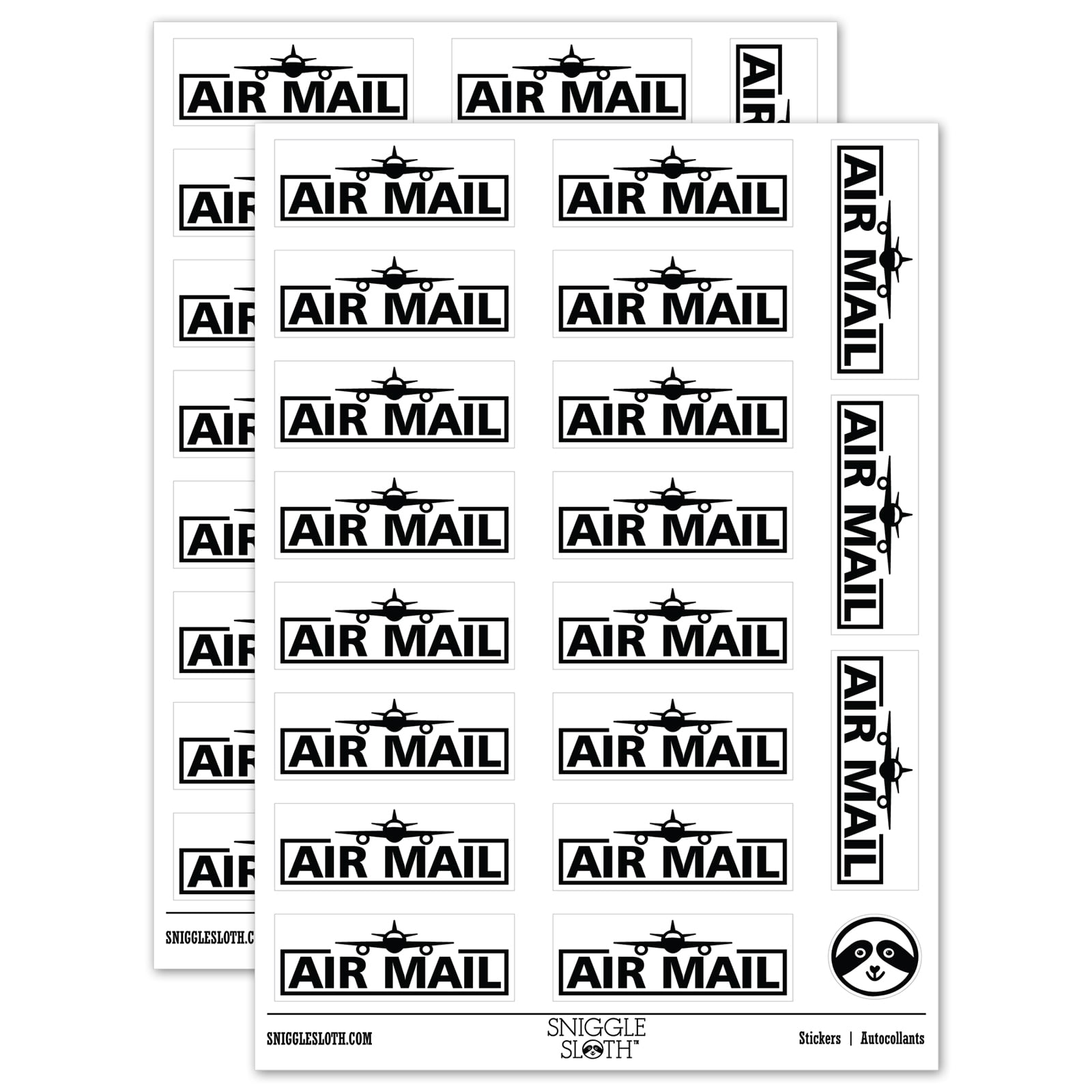 Air Mail with Airplane Sticker Set - White - Matte Finish - 2.00" Large ...