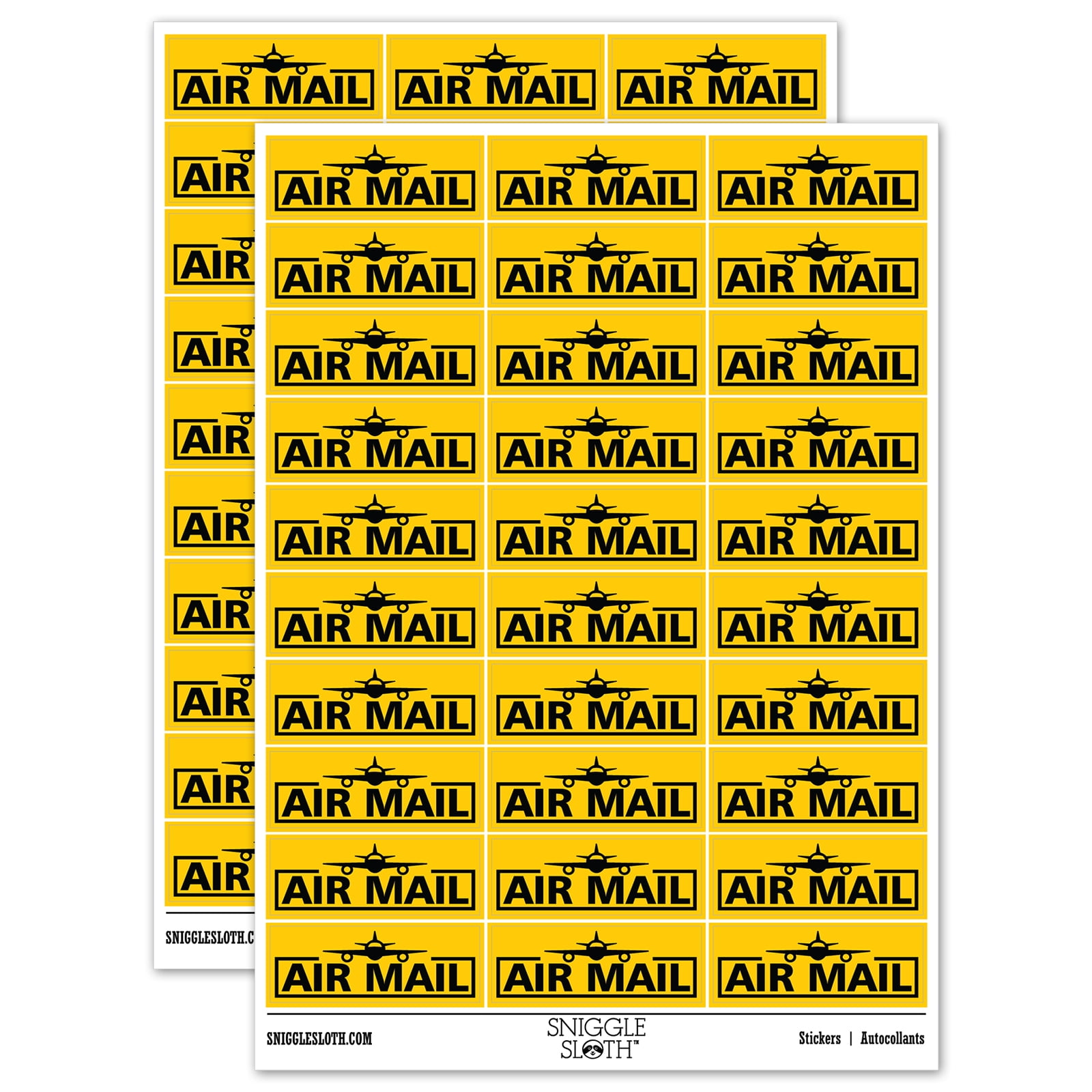 Air Mail with Airplane Sticker Set - Yellow - Gloss Finish - 1.75 ...