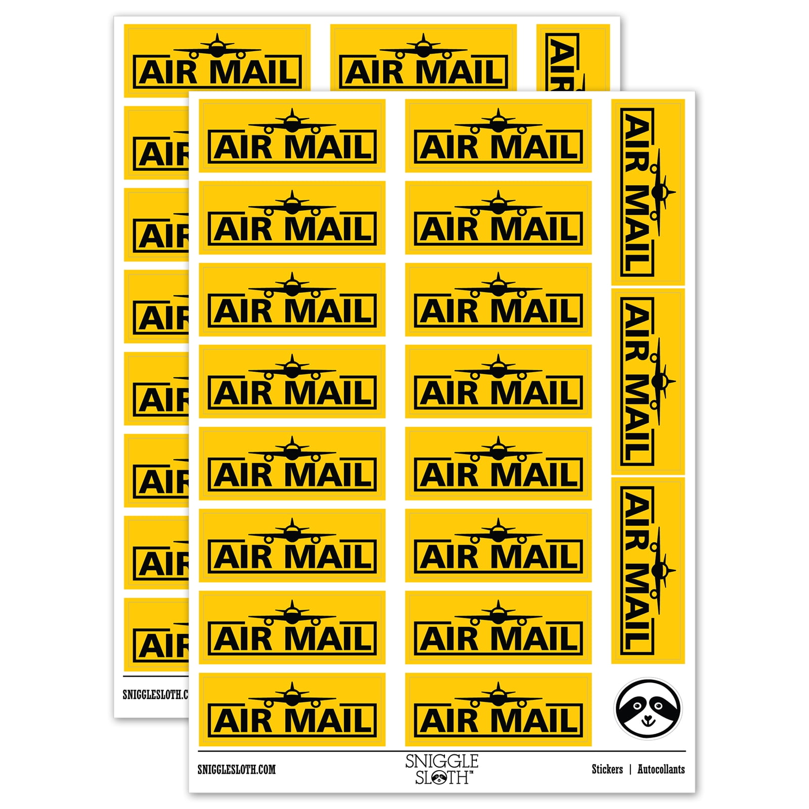 Air Mail with Airplane Sticker Set - Yellow - Gloss Finish - 2.00 ...