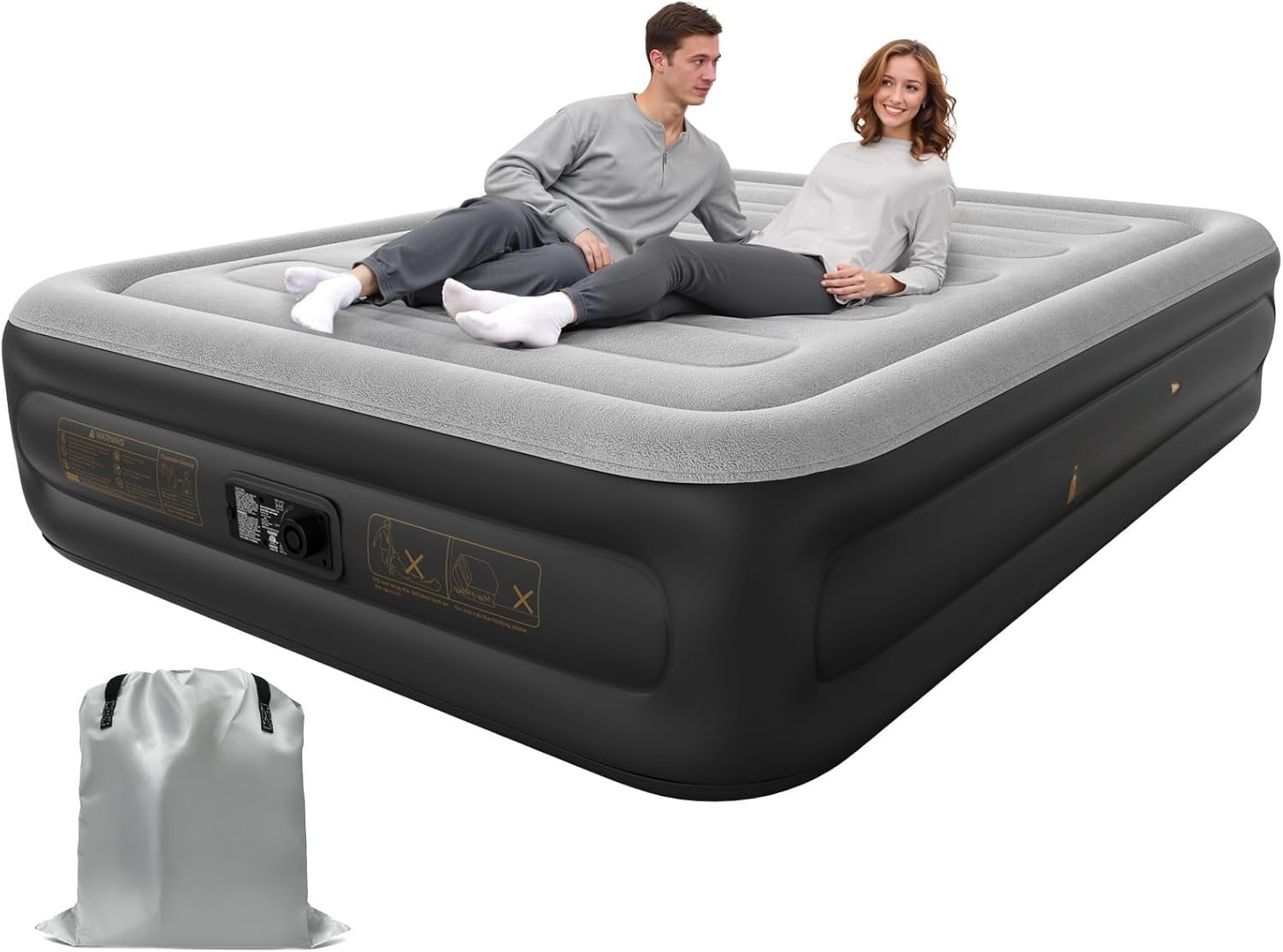 Air Mattress with Built in Pump,18'' Inflatable Mattress 2 Mins Self ...