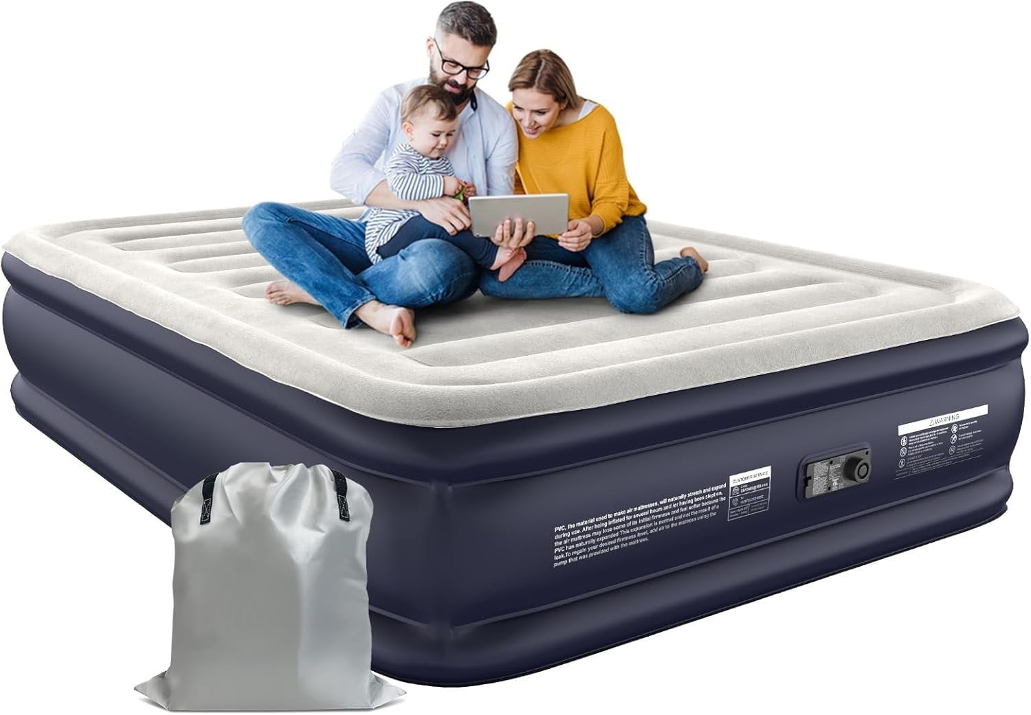 Air Mattress With Built In Pump,18''Raised Blow Up Mattress 2 Mins Self ...