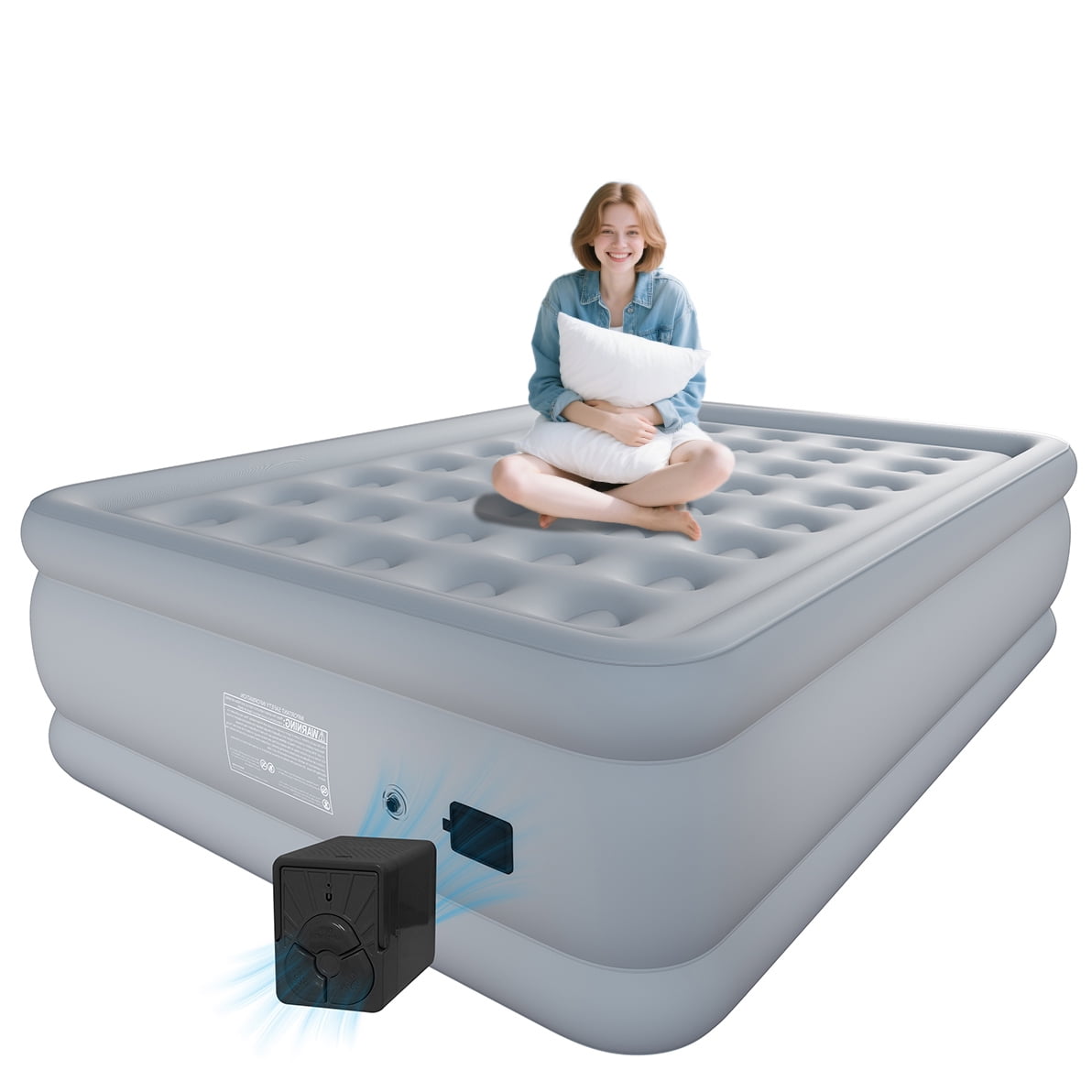 22'Luxury Queen Air Mattress with Built in Pump,Pongee Inflatable ...