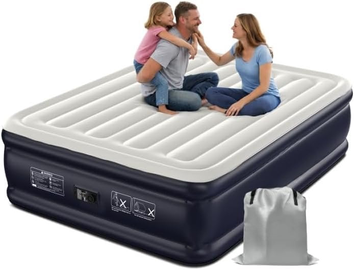 Air Mattress with Built-in Pump, 18" Raised Inflatable Blow Up Mattress ...