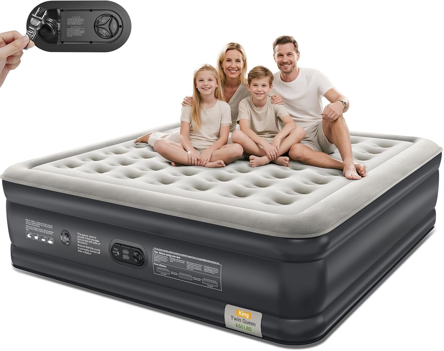 Air Mattress Family Choice Award with Built-in Pump,18'' Comfortable ...