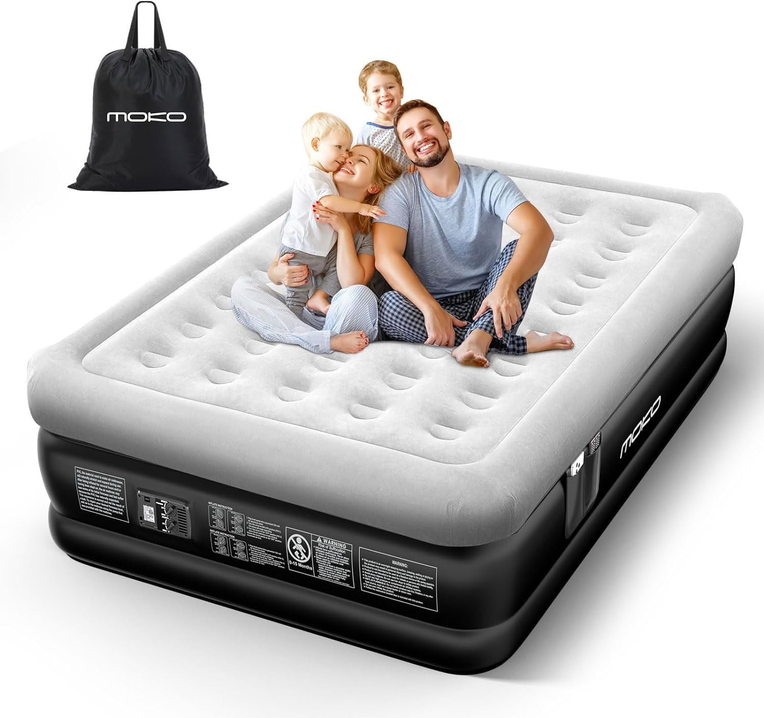 Air Mattress Queen with Built in Pump, 18'' Luxury Inflatable Mattress ...