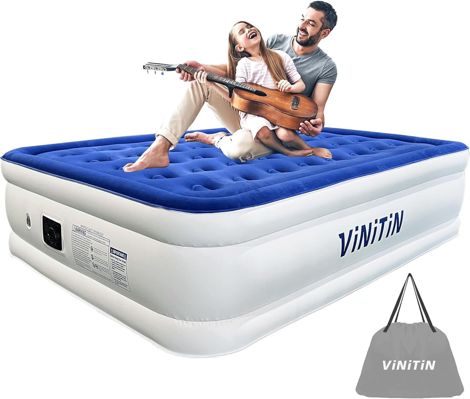 Air Mattress Queen with Built in Pump, 18" Raised Inflatable Blow Up ...