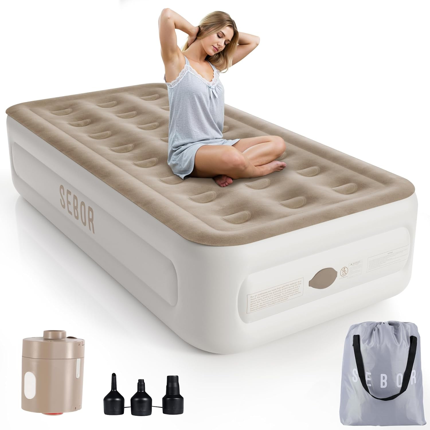 Air Mattress Queen with Built in Pump, 18" Ultimate Comfort Blow up ...