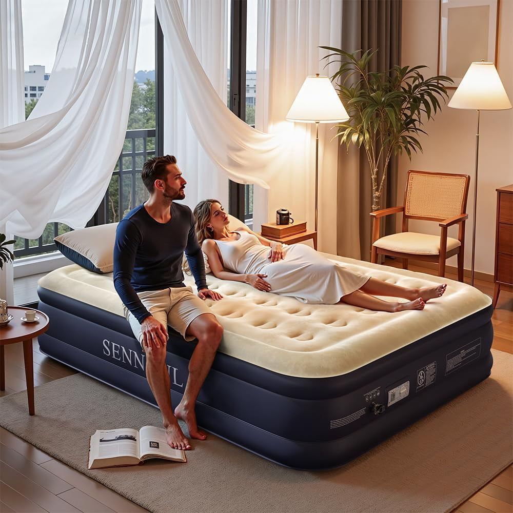 Air Mattress Queen with Built in Pump - Upgraded Blow Up Bed,2 Mins ...