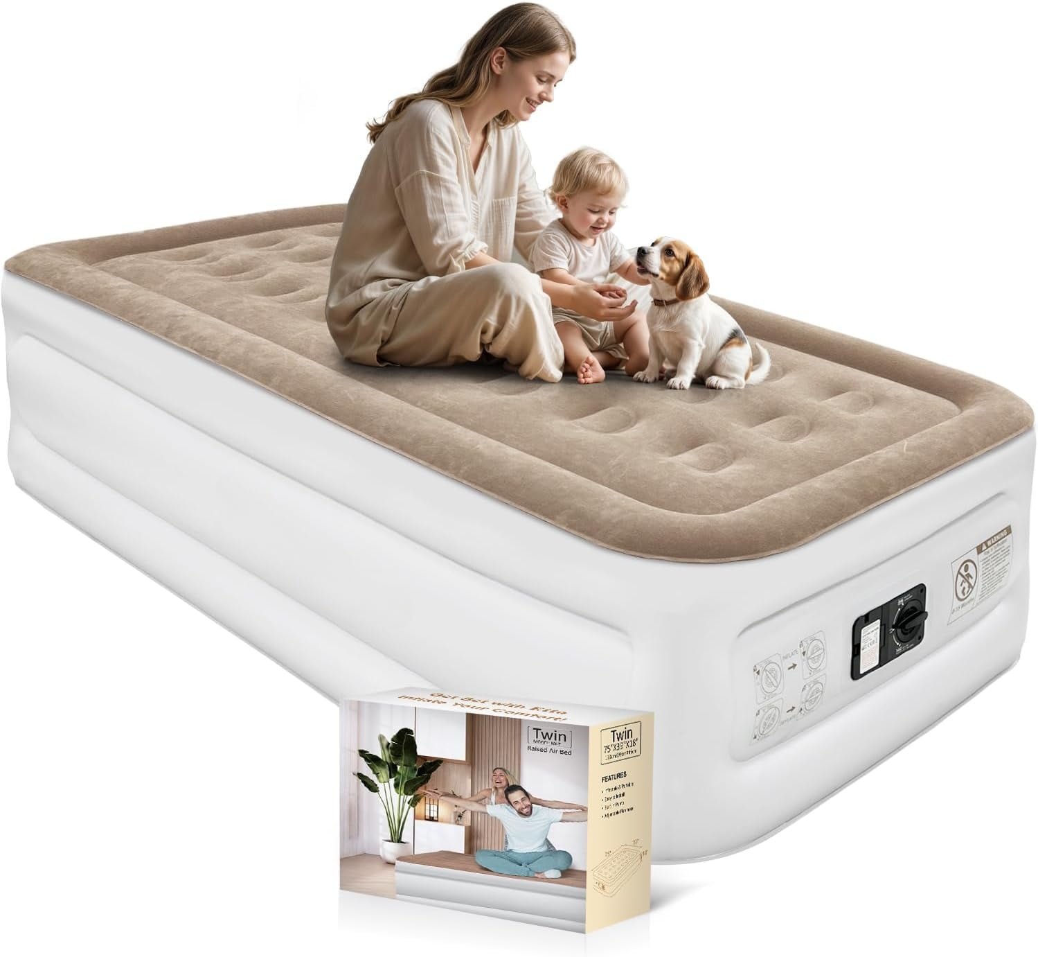Air Mattress Queen with Built in Pump, 18 inch Luxury Double High Air ...