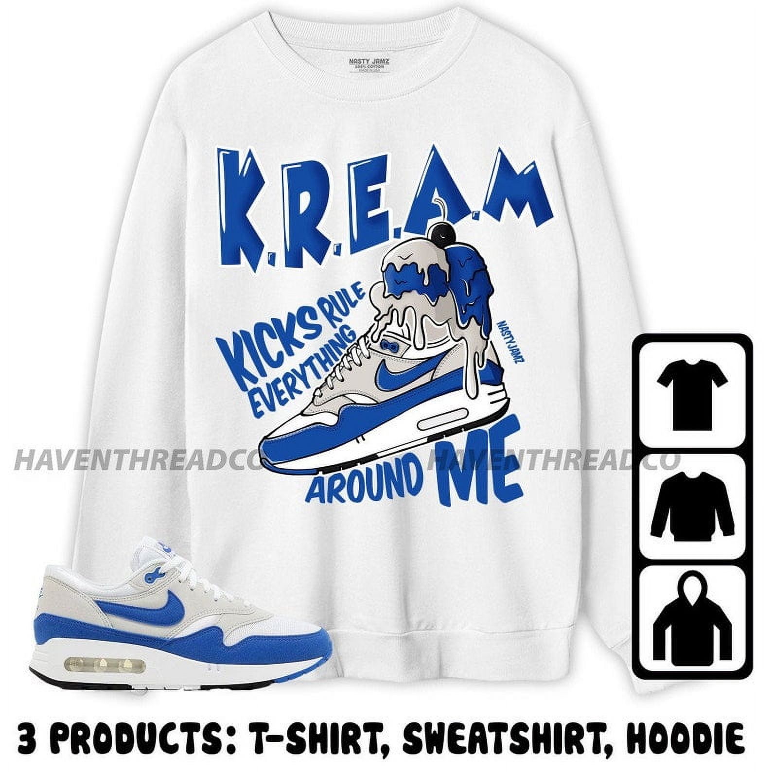 Air Max 1 86 Royal Sweatshirt, Kream Sneaker, Shirt To Match Sneaker Up to size 4XL - Walmart.com