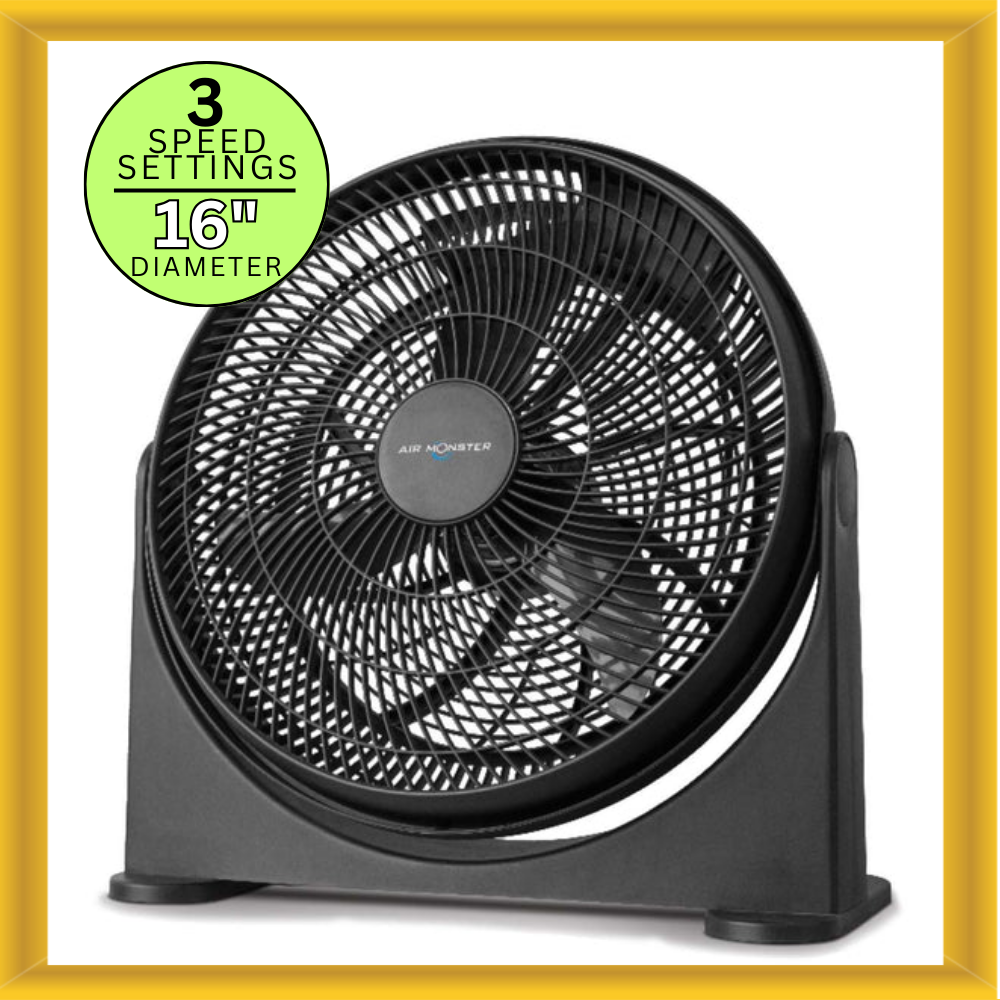 Air Monster 16 Inch 3 Speed Settings Air Circulator Air Monster Black ...