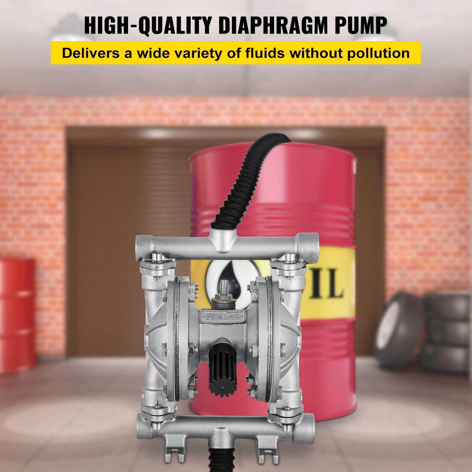 Air-Operated Double Diaphragm Pump 1/2 in Inlet & Outlet Stainless ...