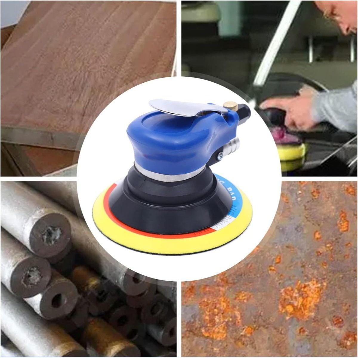 Air Palm Orbital Sander, 6" 10000-RPM High Rotating Speed Air Palm ...