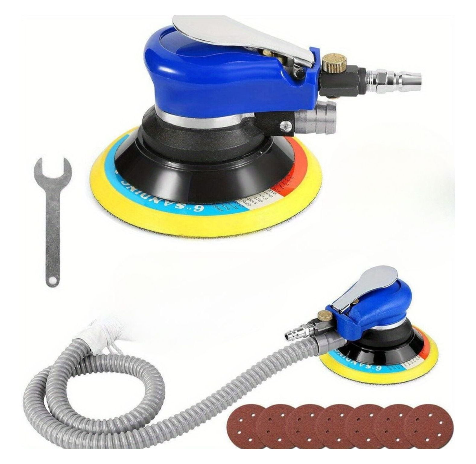 Air Palm Orbital Sander, 6" 10000-RPM High Rotating Speed Air Palm ...