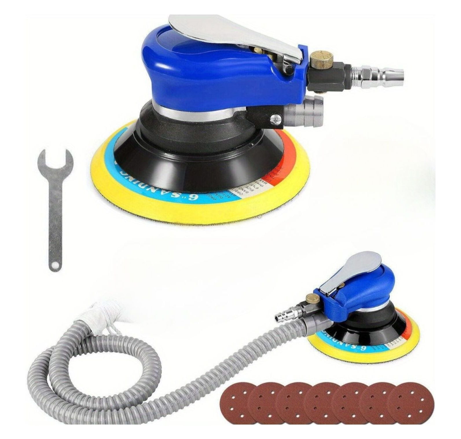 Air Palm Orbital Sander, 6" 10000-RPM High Rotating Speed Air Palm ...