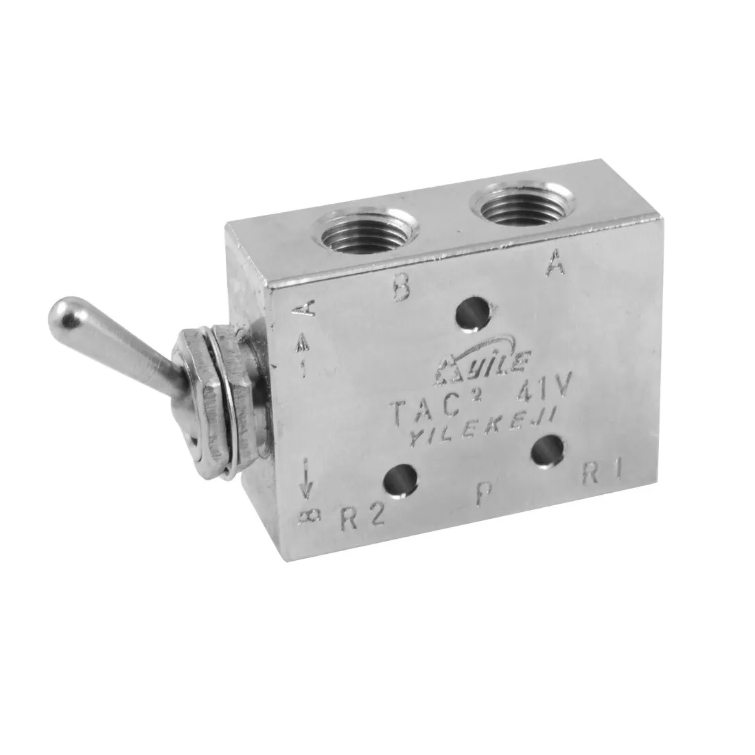 Air Pneumatic 2 Position 5 Way Toggle Switch Valve TAC2-41V Silver Tone ...