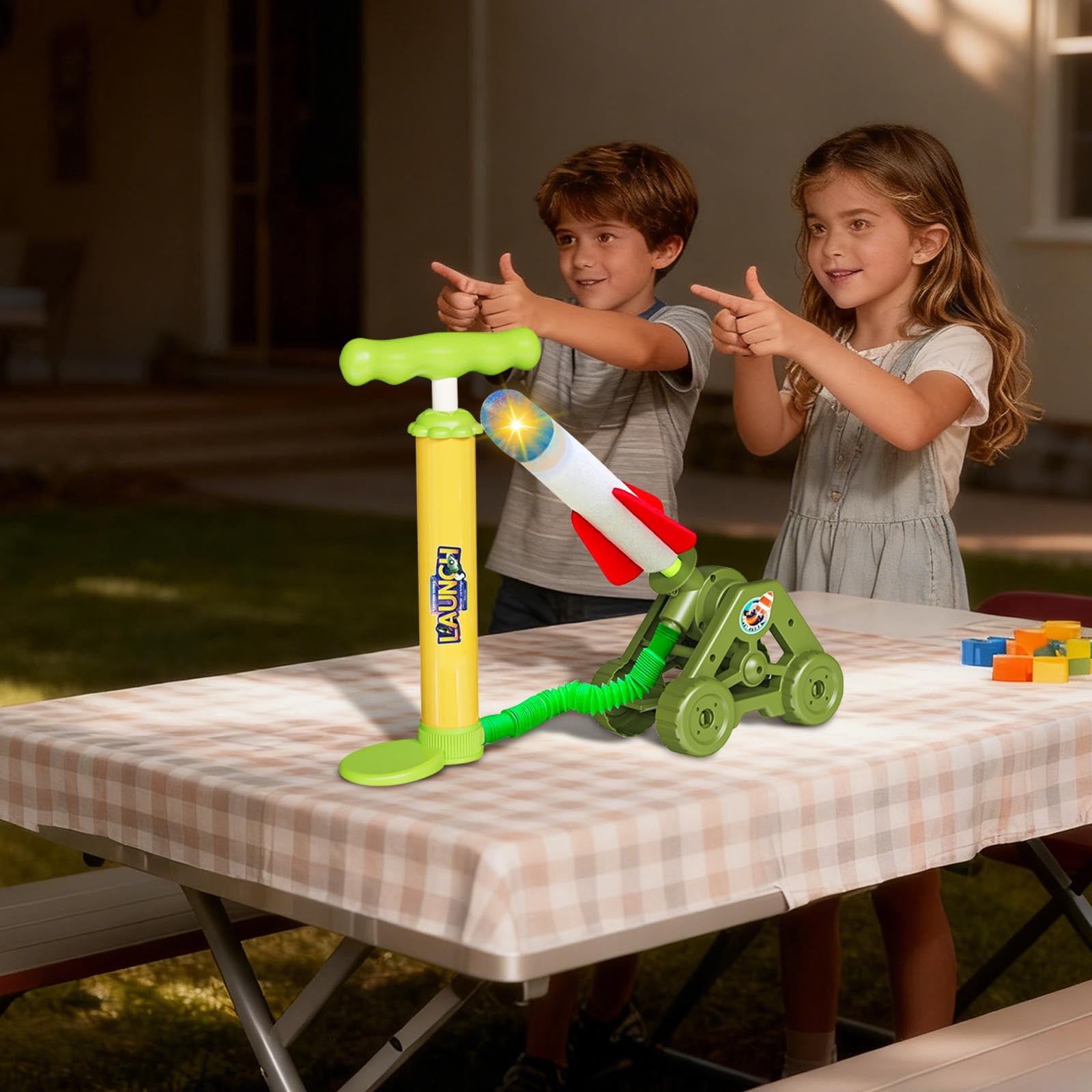Air Powered Rocket Launcher Toy, Stomp Style Outdoor Flying Toy, Foam ...