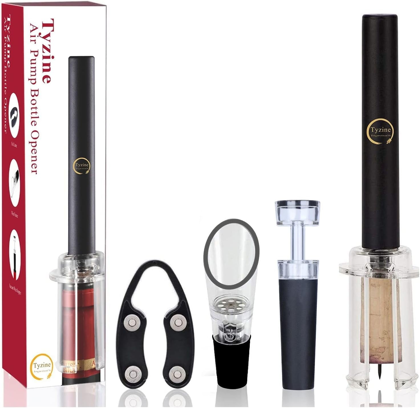 Air Pressure Pump Bottle Opener With Foil Cutter,Aerator Pourer,Vacuum ...